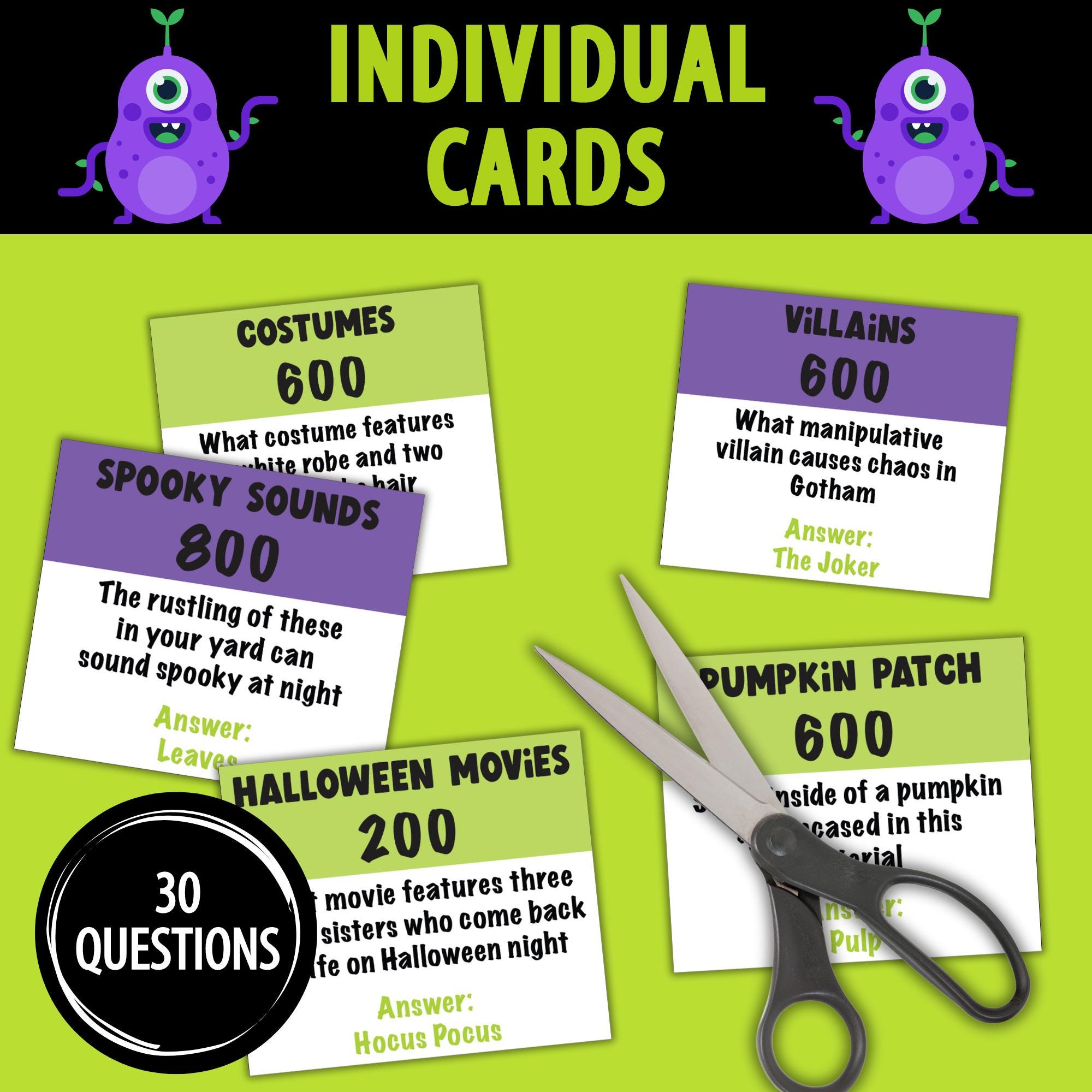 Halloween Jeoparty Game | Halloween Family Game | Printable Halloween ...