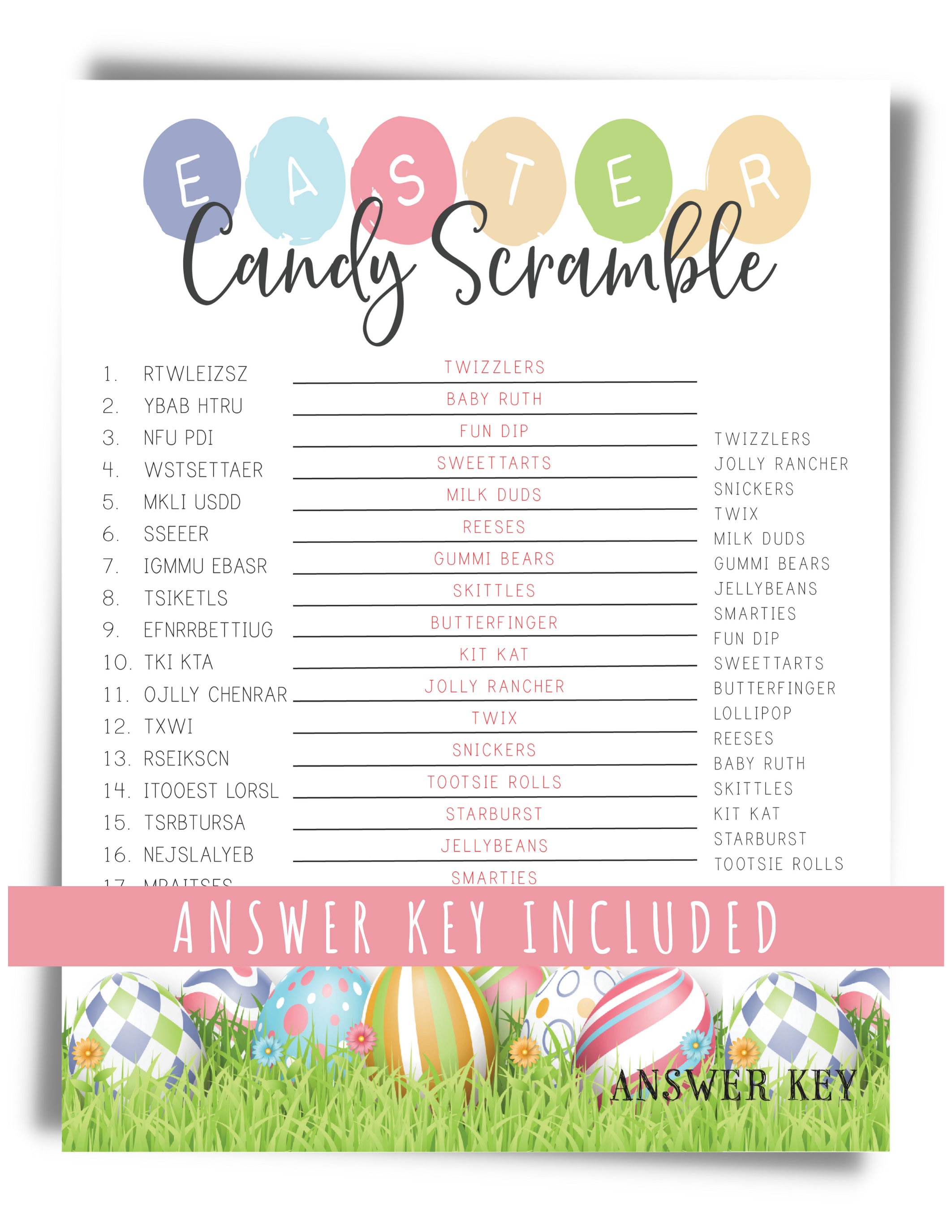 Easter Printable Games, Easter Candy Scramble, Printable Kids Games ...