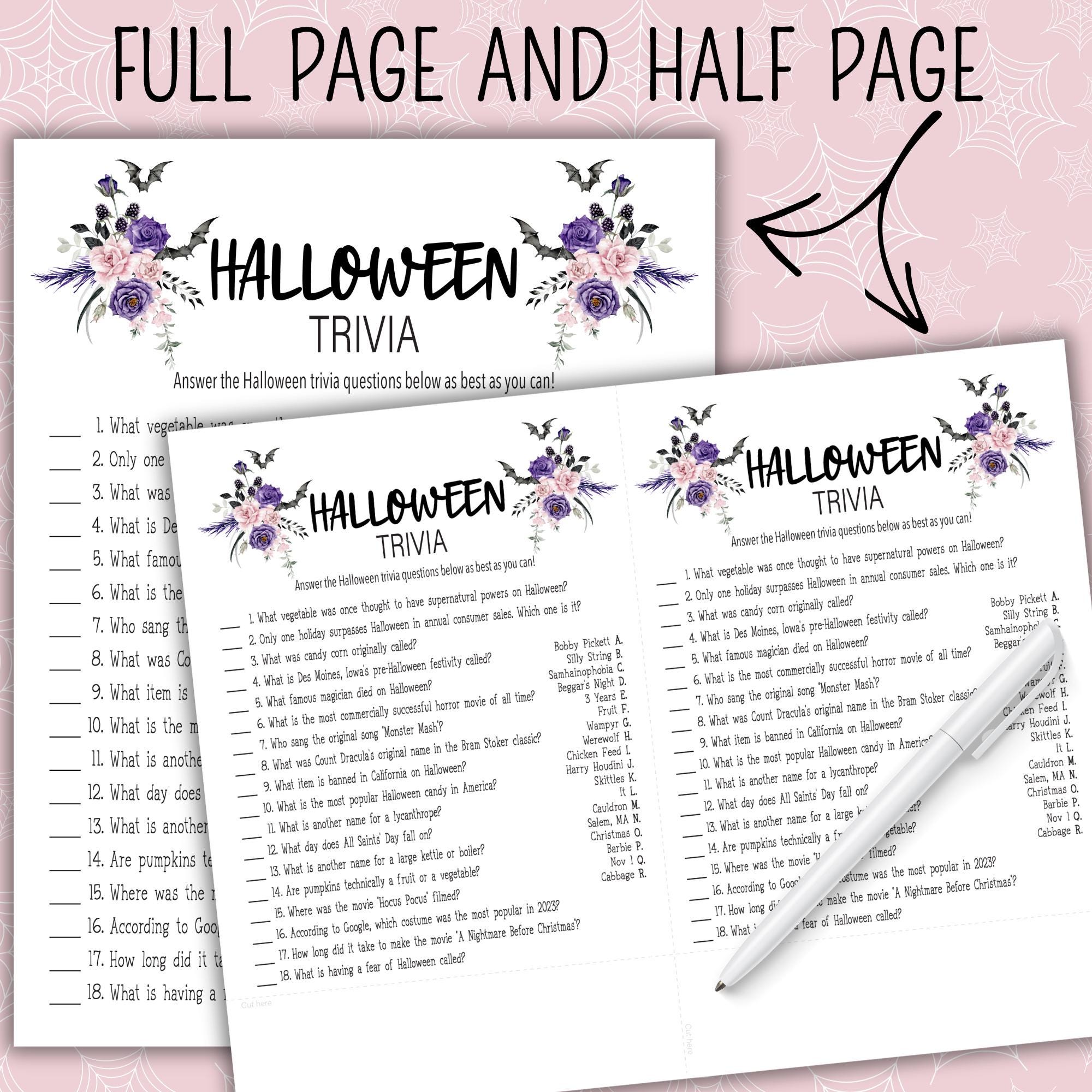 Spooky Halloween Trivia Game | Printable Halloween Party Game ...