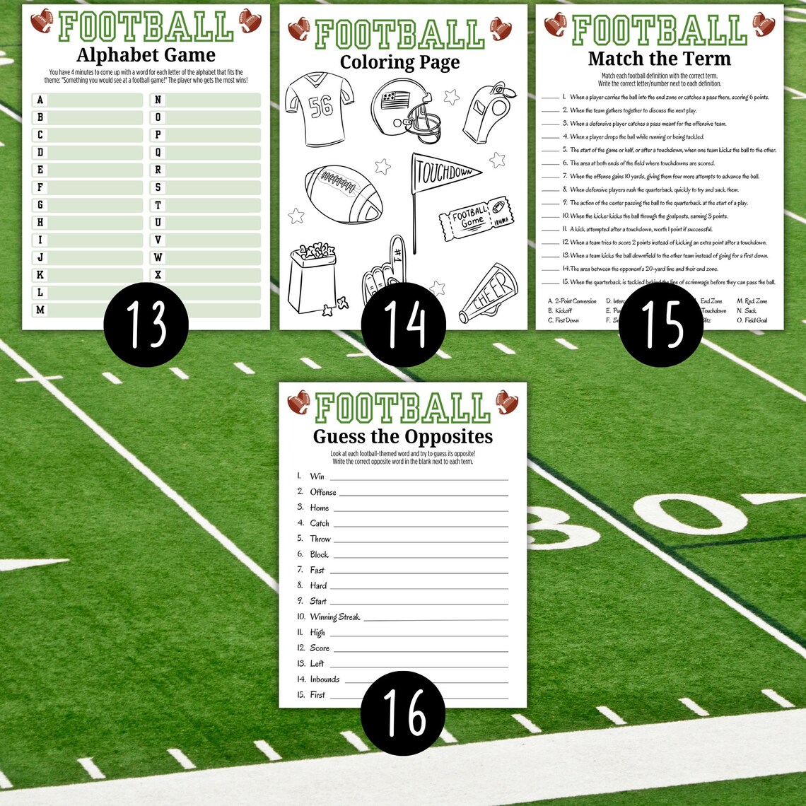 Printable Football Game Bundle Football Party Activities Football ...