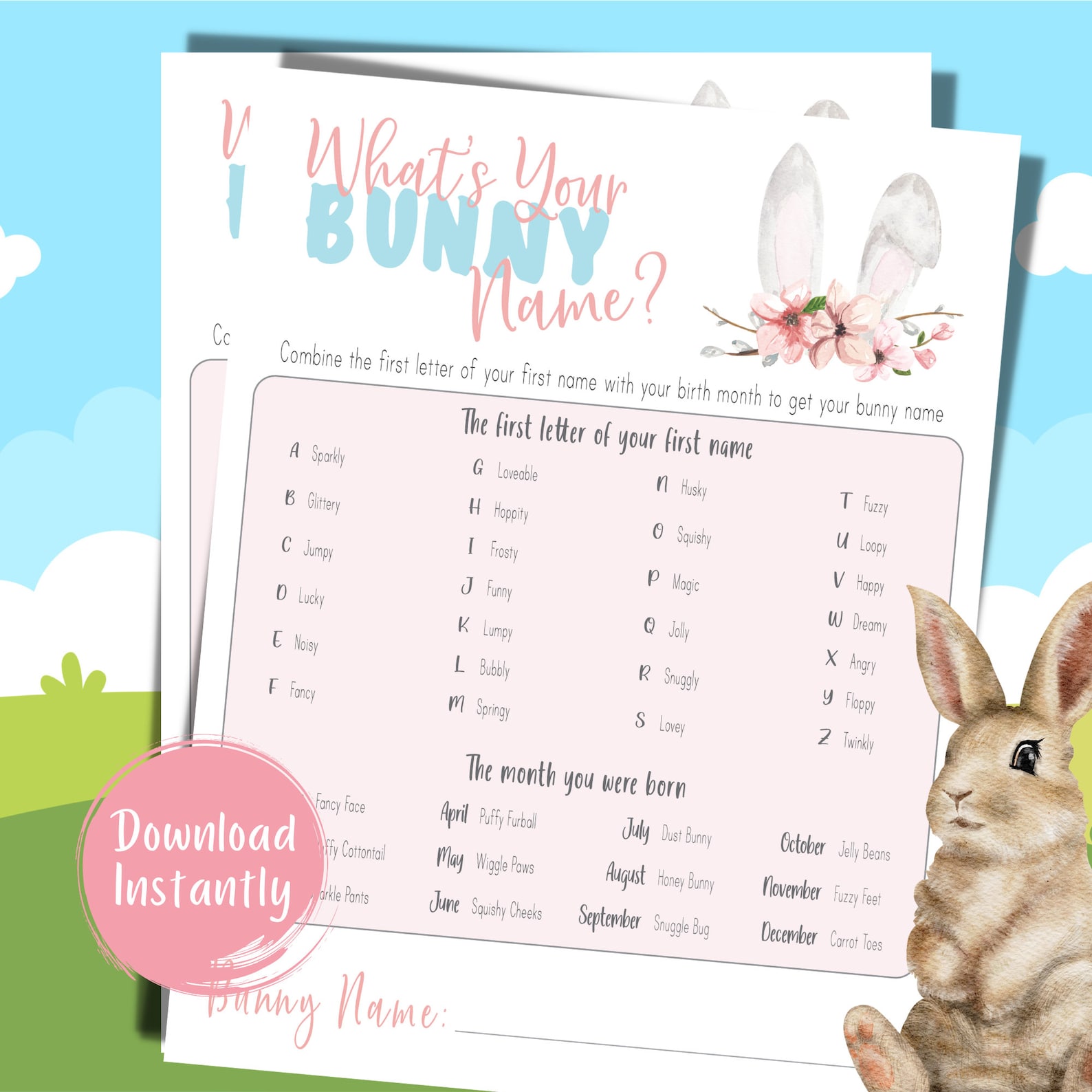 Easter Games | Office Game | Classroom Game | What's Your Bunny Name ...