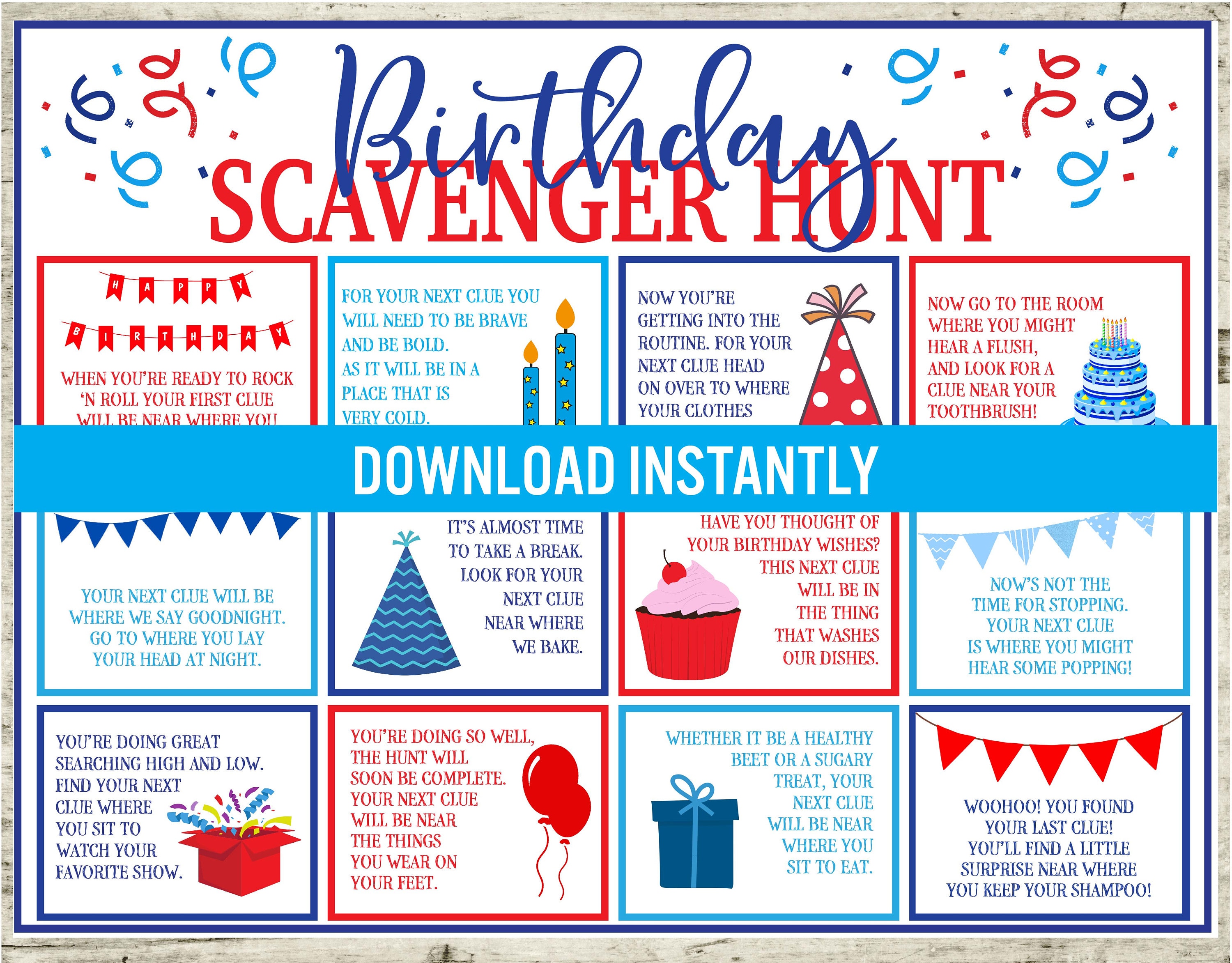 Birthday Scavenger Hunt, Birthday Party Games, Printable Birthday ...