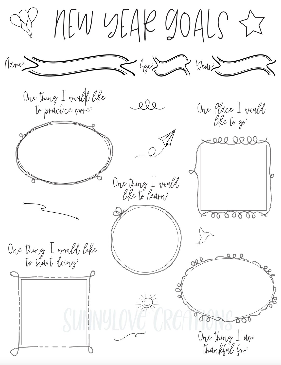 Kids Printable New Year Goals | Kids Year in Review | New Year Kids ...