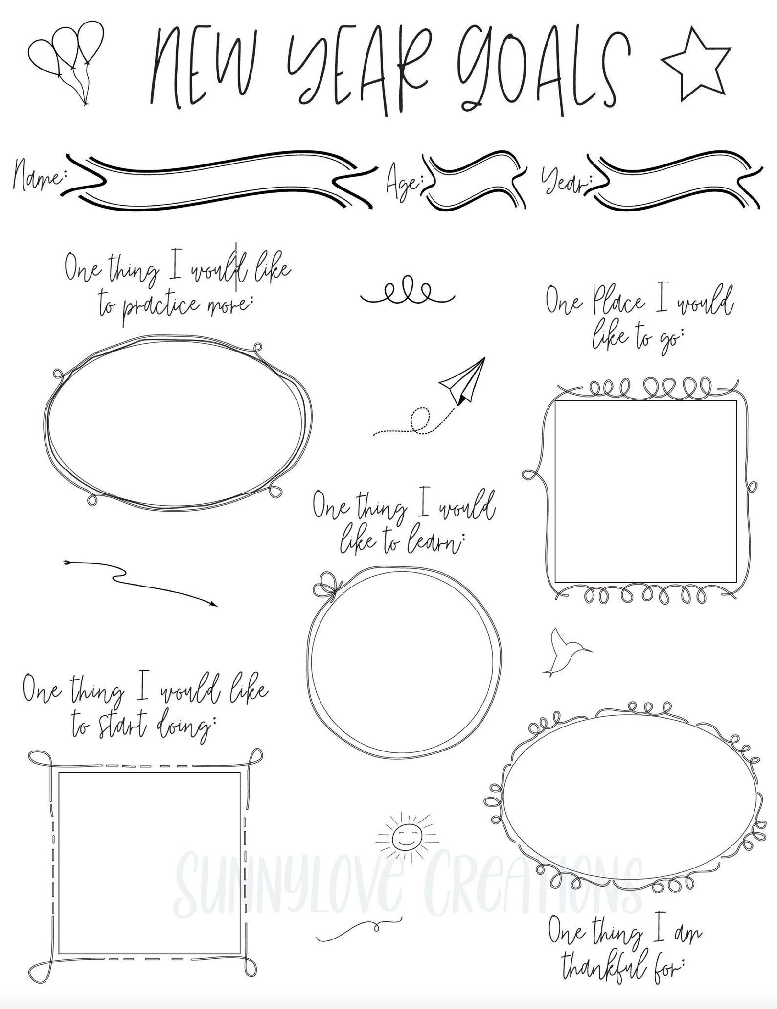 Kids Printable New Year Goals | Kids Year in Review | New Year Kids ...