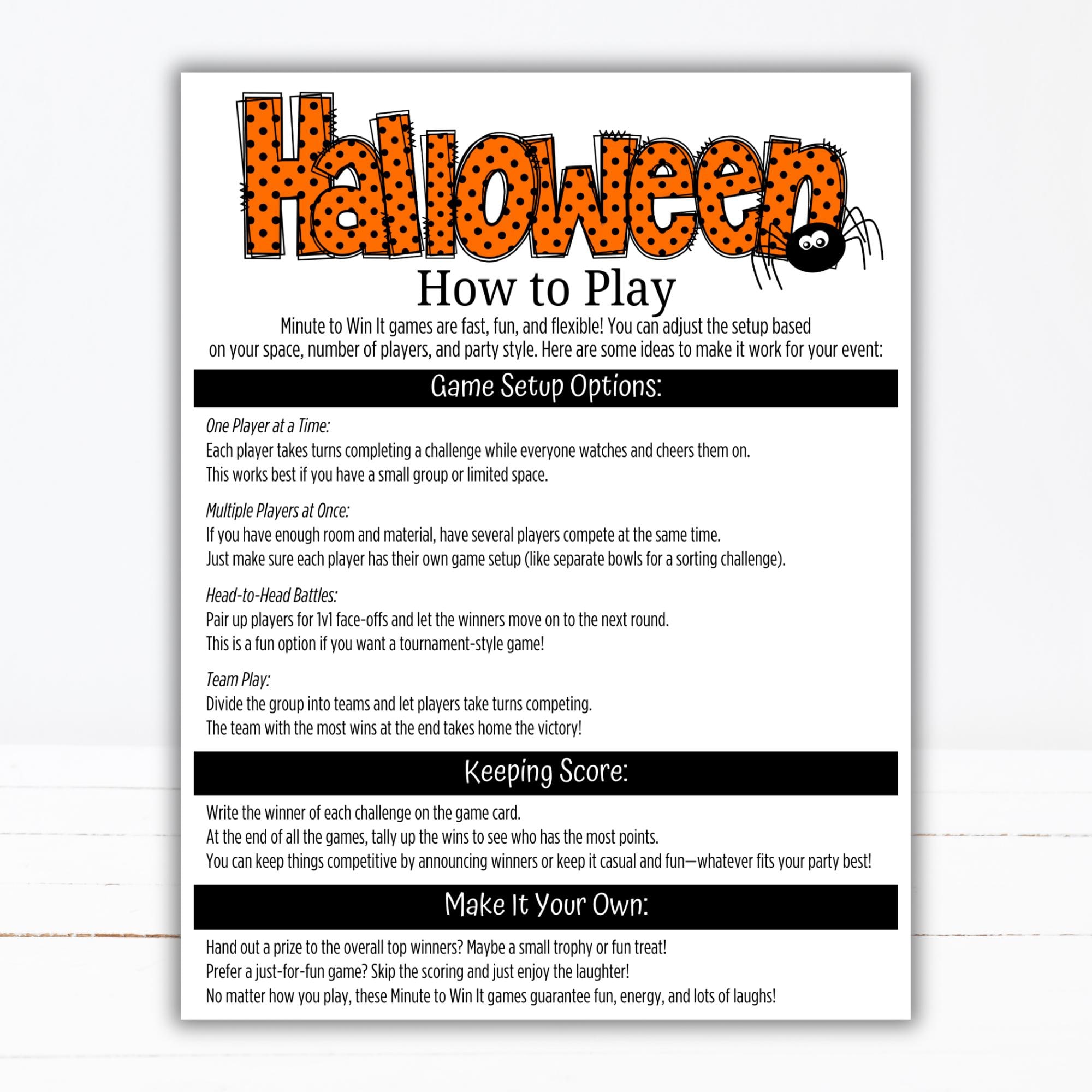 Halloween Minute to Win It Games | Fun Printable Halloween Party Games ...