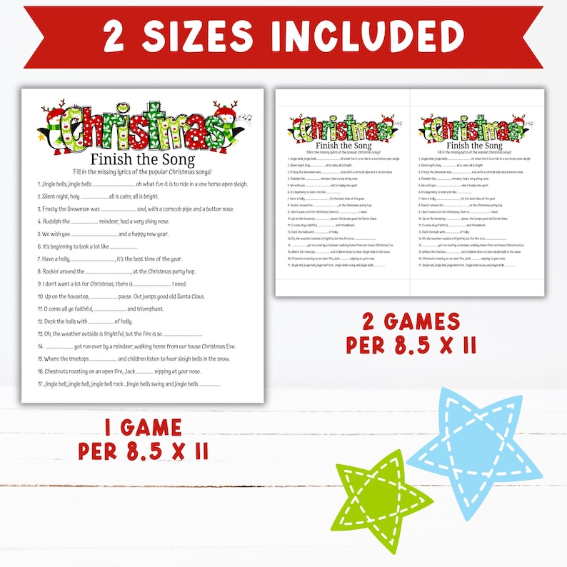 Christmas Finish the Song Printable Game | Editable Finish the Lyric ...