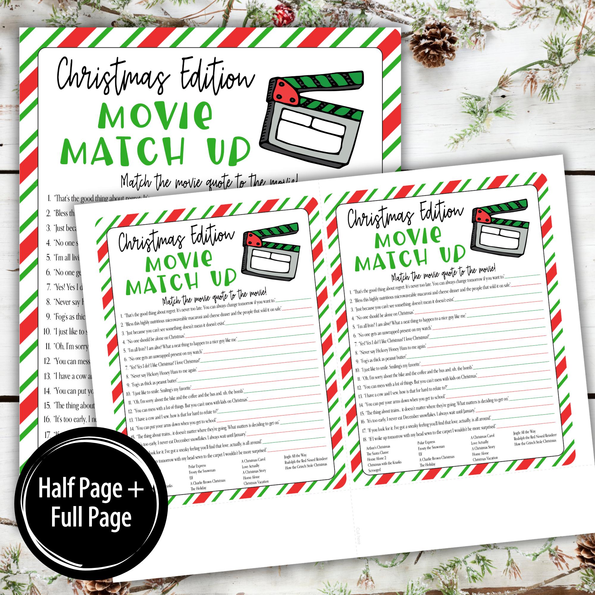 Christmas Movie Matchup Game | Fun Christmas Party Movie Game | Family ...