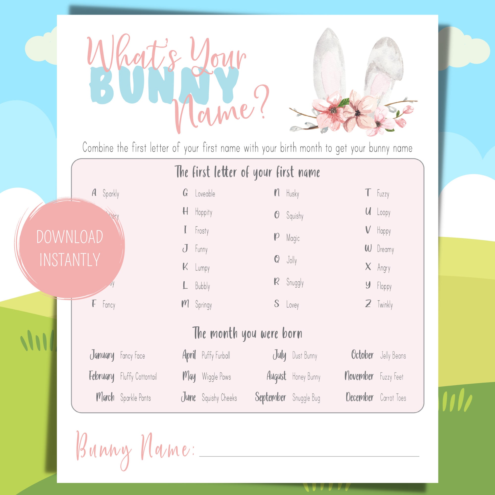 Easter Games | Office Game | Classroom Game | What's Your Bunny Name ...