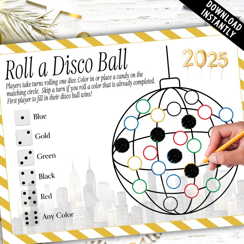 New Years Roll a Dice Game | Roll a Disco Ball Dice Game for All Ages ...