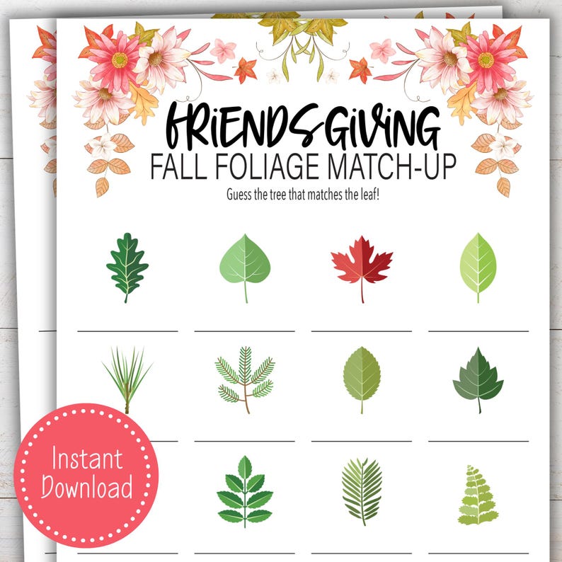 Friendsgiving Leaf Match Game | Match the Leaf With the Tree ...