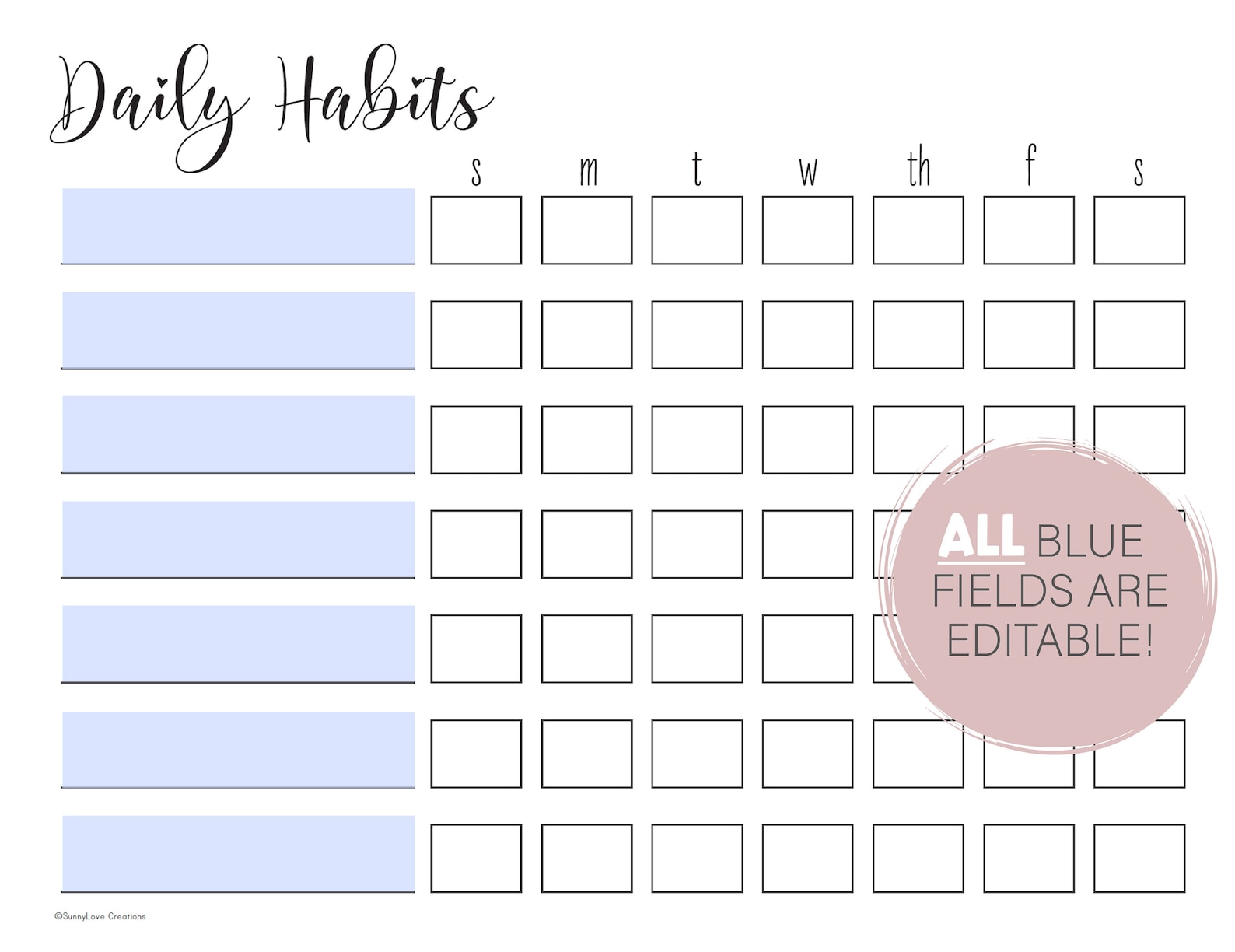 Habit Tracker 3x5 Size, Printable Workout Tracker, Weekly Habit Tracker ...