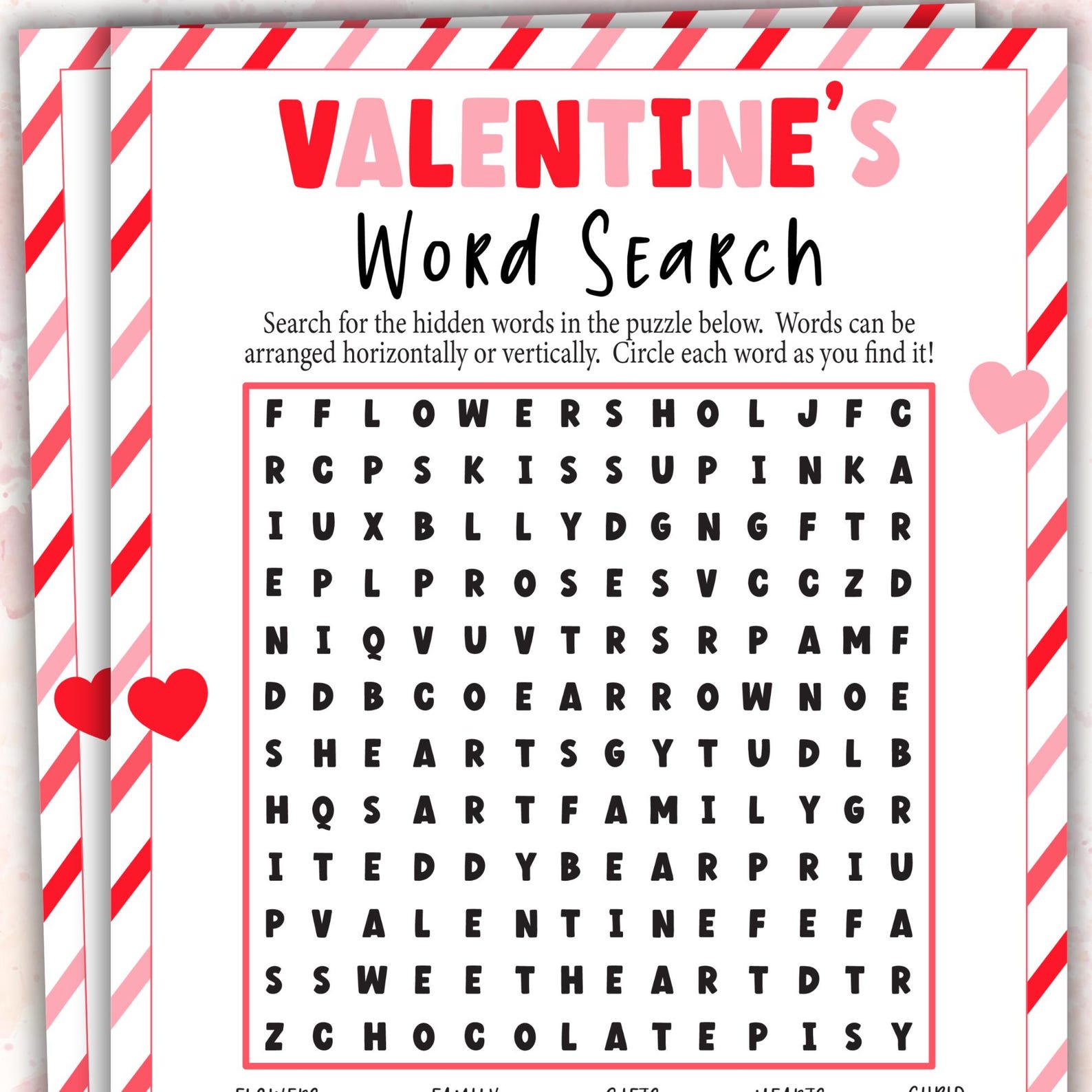 Fun Printable Valentine Word Search Game | Valentine Word Find Game for ...