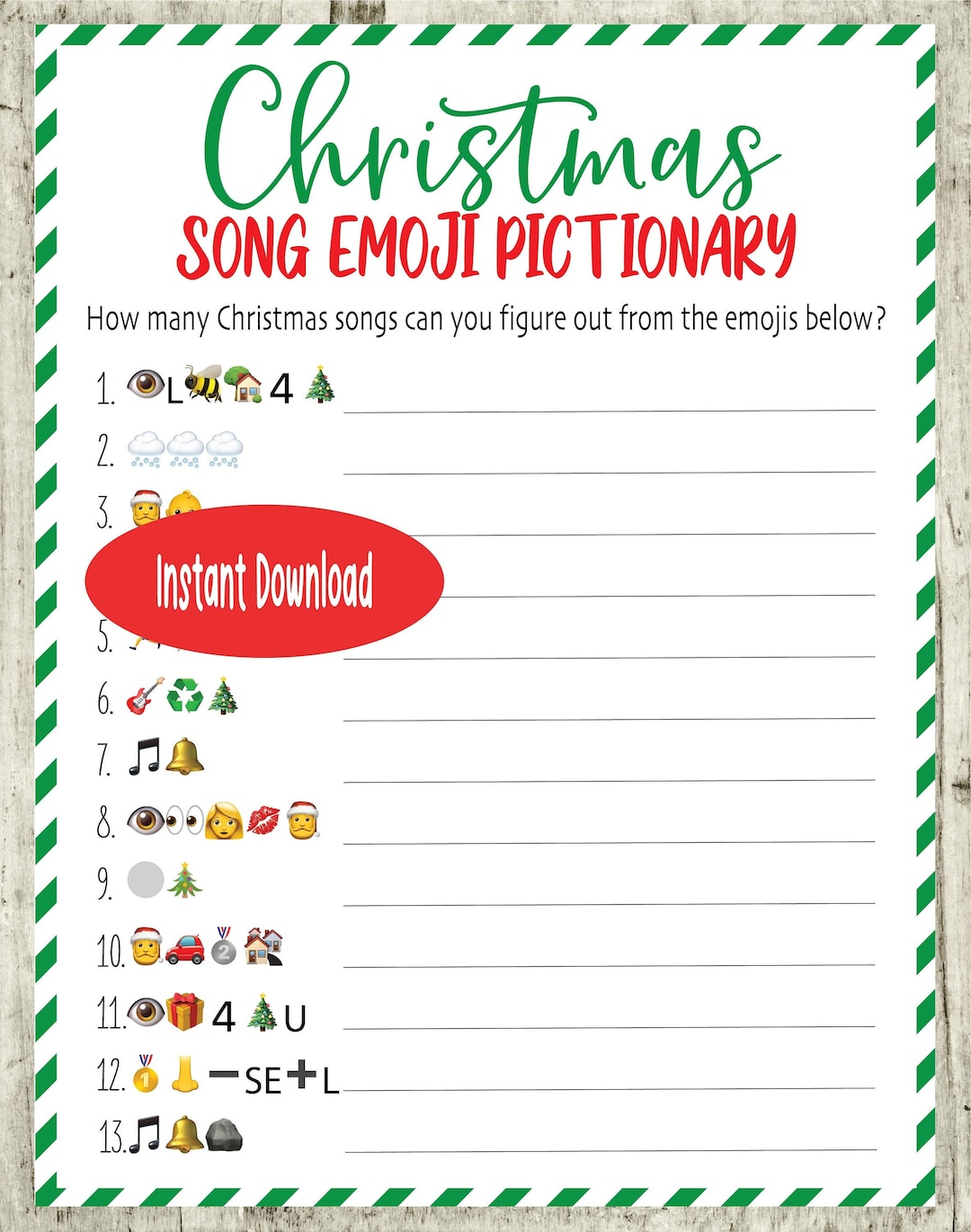 Christmas Song Emoji Game Christmas Song Emoji Pictionary - Etsy UK