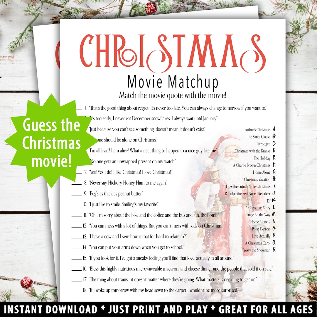 Christmas Movie Matchup Game| Christmas Party Movie Game | Family ...