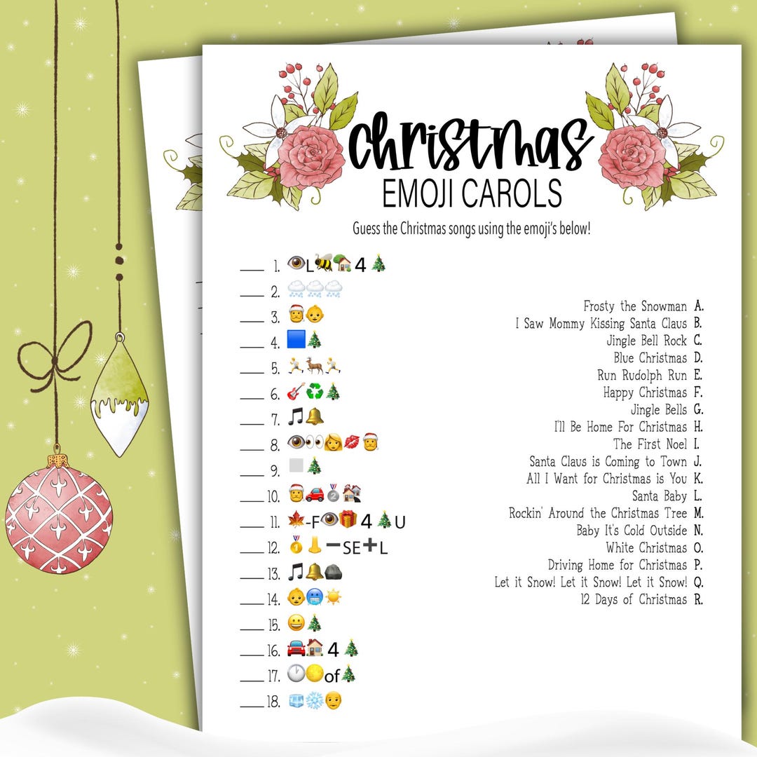 Christmas Songs Emoji Game Christmas Gathering Game Night Christmas ...