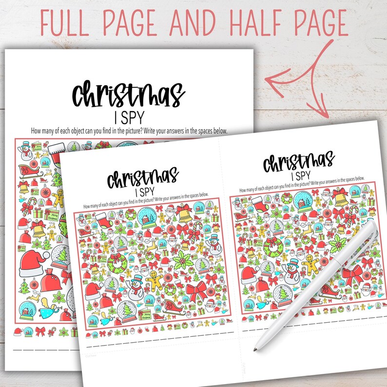 Christmas I Spy Christmas Printable Game Find the Pictures Holiday ...