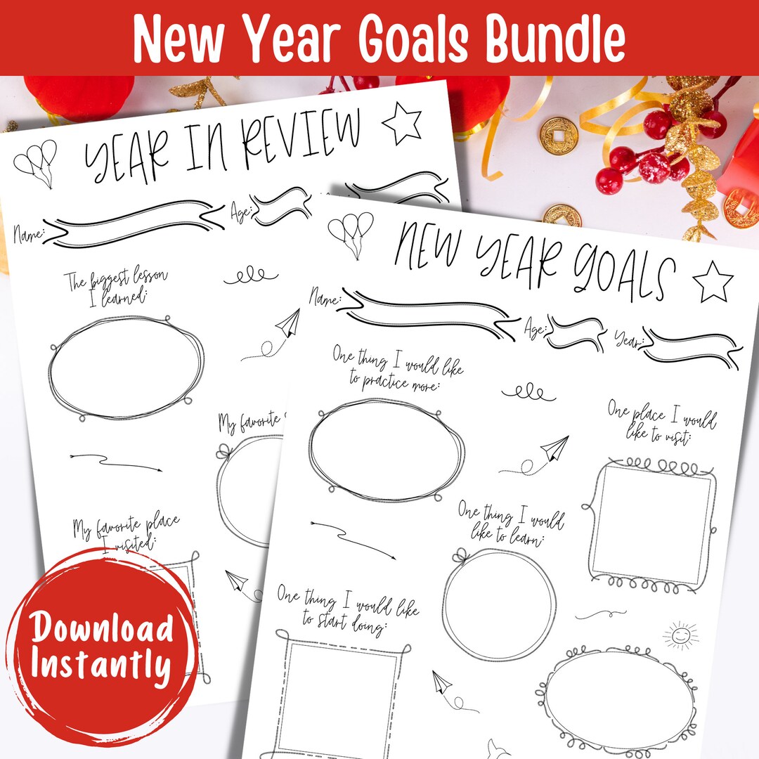 Kids Printable New Year Goals | Kids Year in Review | New Year Kids ...