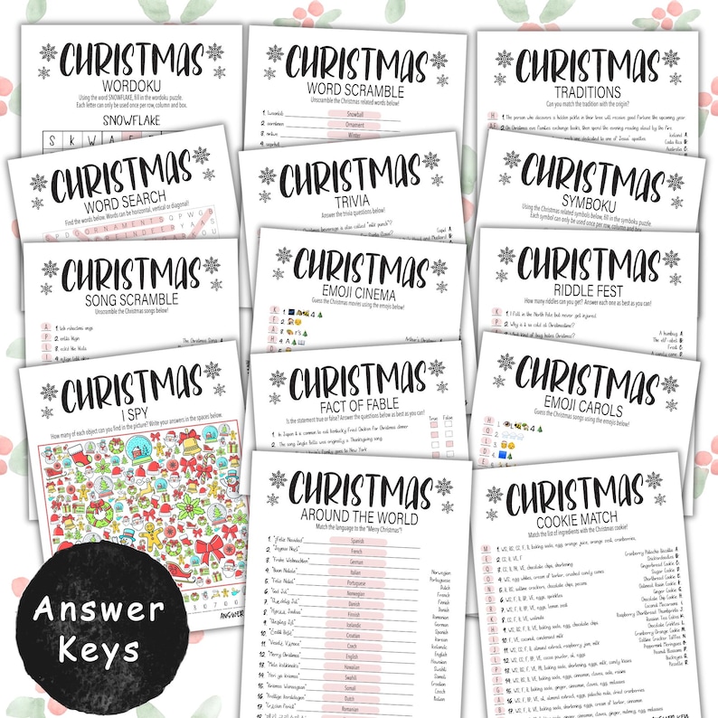 Printable Christmas Party Game Bundle | Holiday Classroom Party Games ...