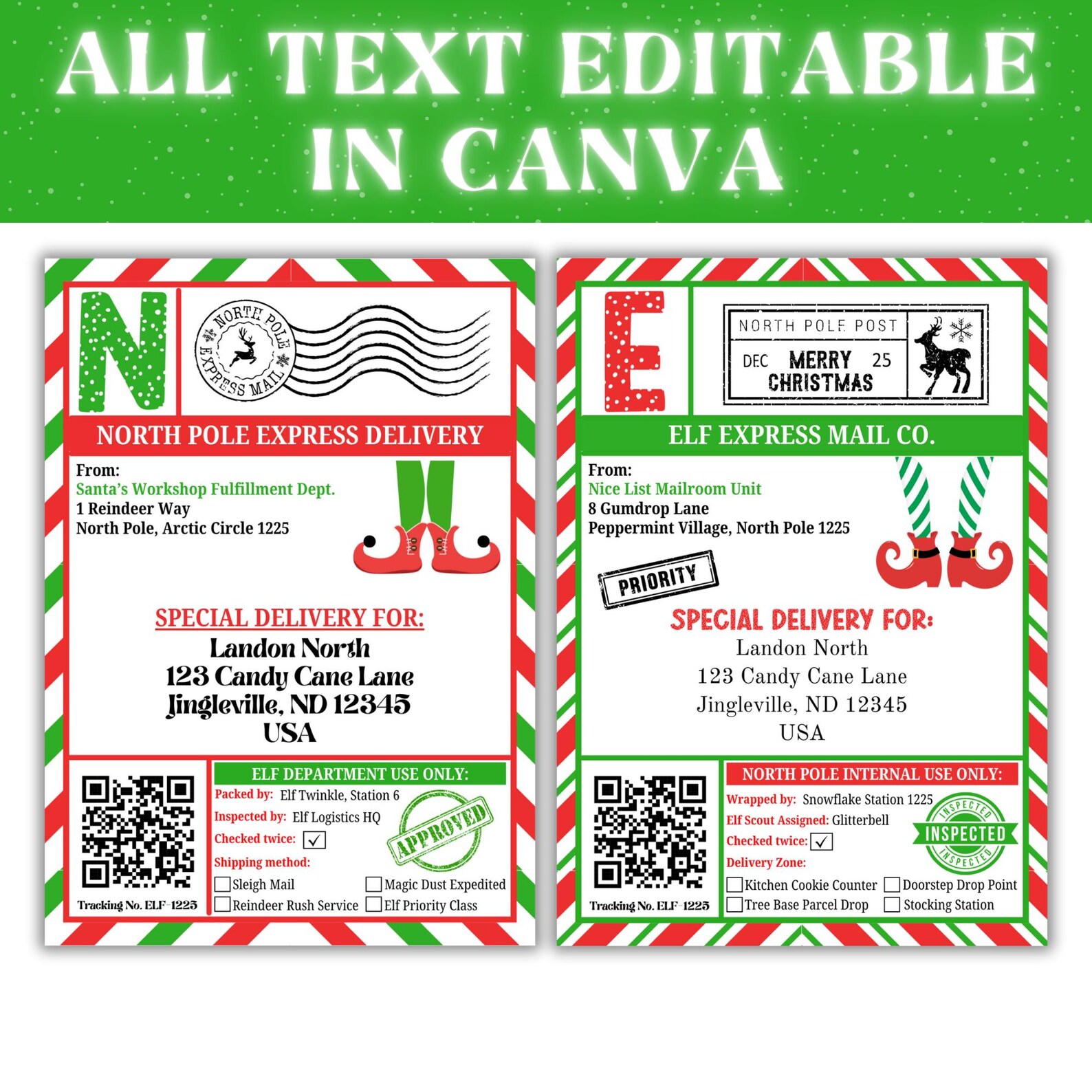 Printable Editable Christmas Shipping Labels | Elf Package Labels ...