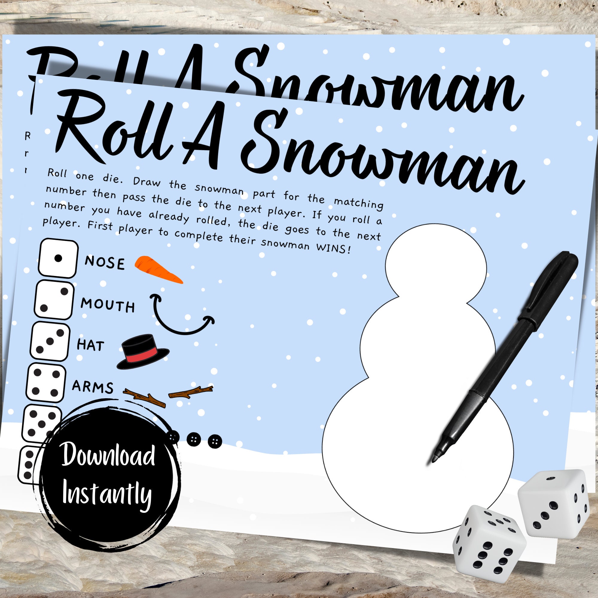 Build a Snowman Dice Game | Kids Christmas Party Activity | Roll a ...