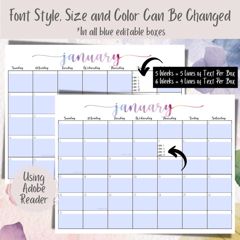 2025 and 2026 Printable Calendar | Two Year Calendar PDF | 2 Year ...
