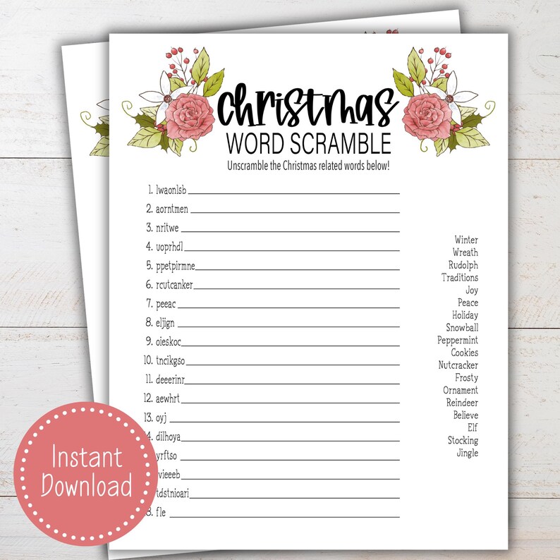 Christmas Word Scramble Game | Holiday Office Party Game | Christmas ...