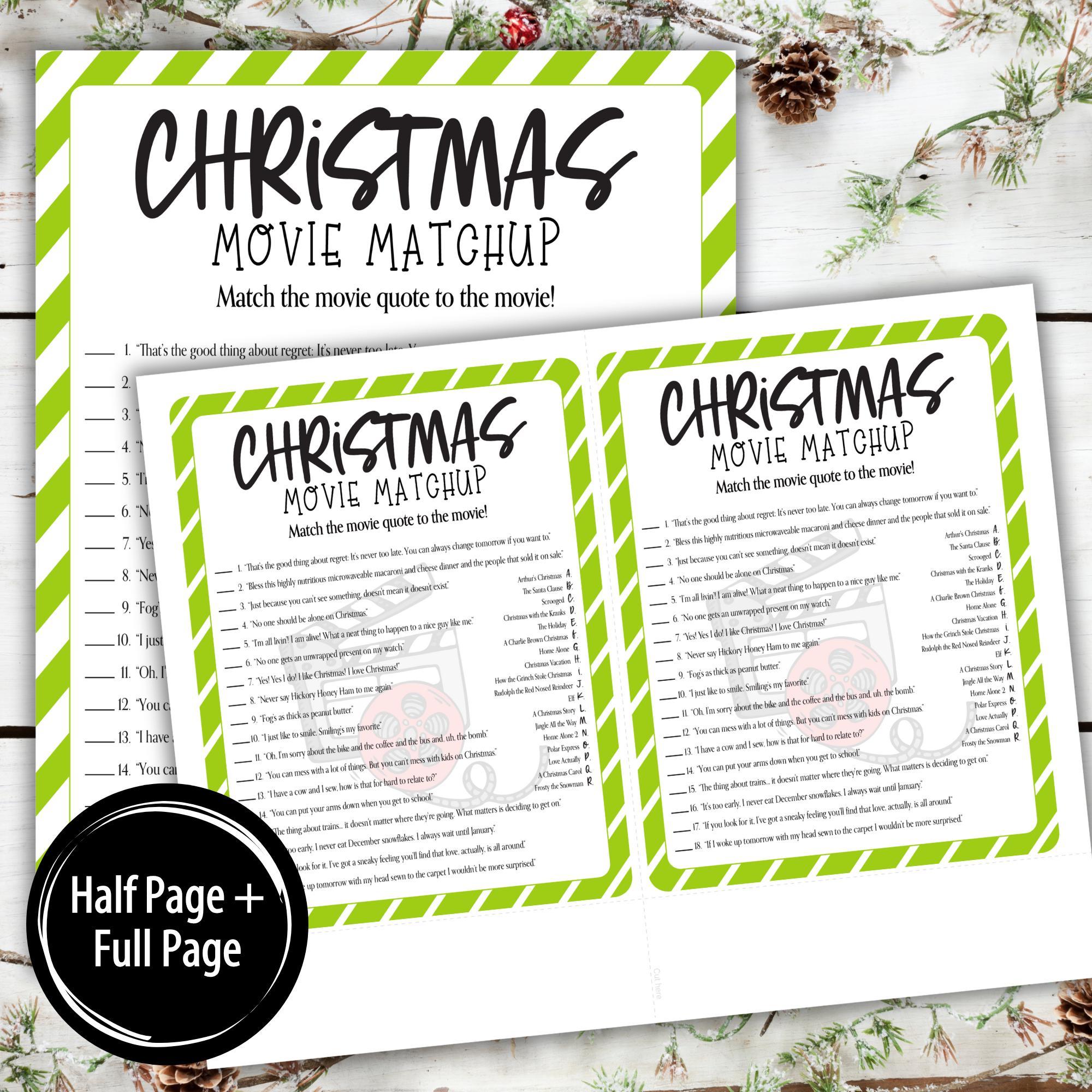Christmas Movie Matchup Game | Fun Christmas Party Movie Game | Family ...