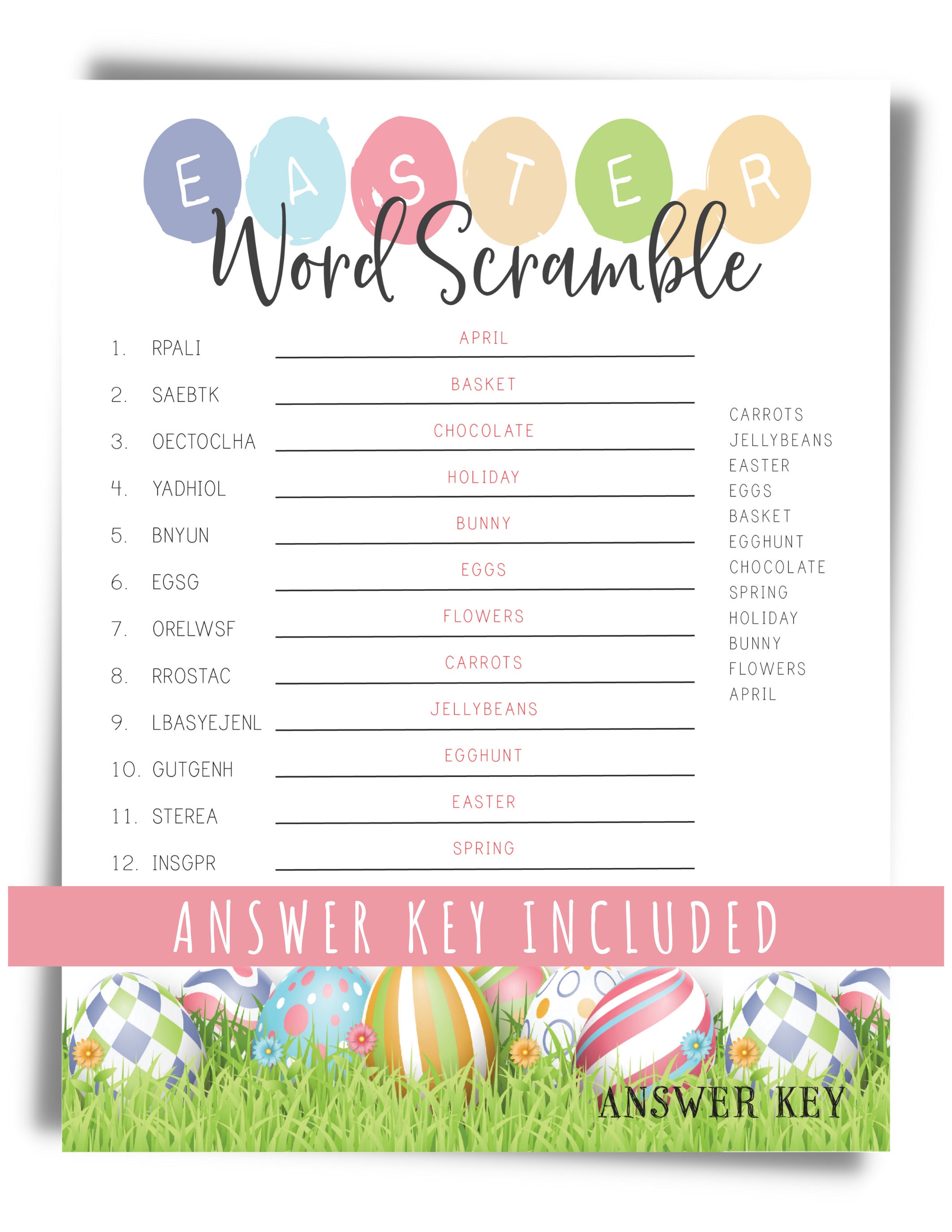 Easter Printable Games, Easter Word Scramble, Printable Kids Games ...