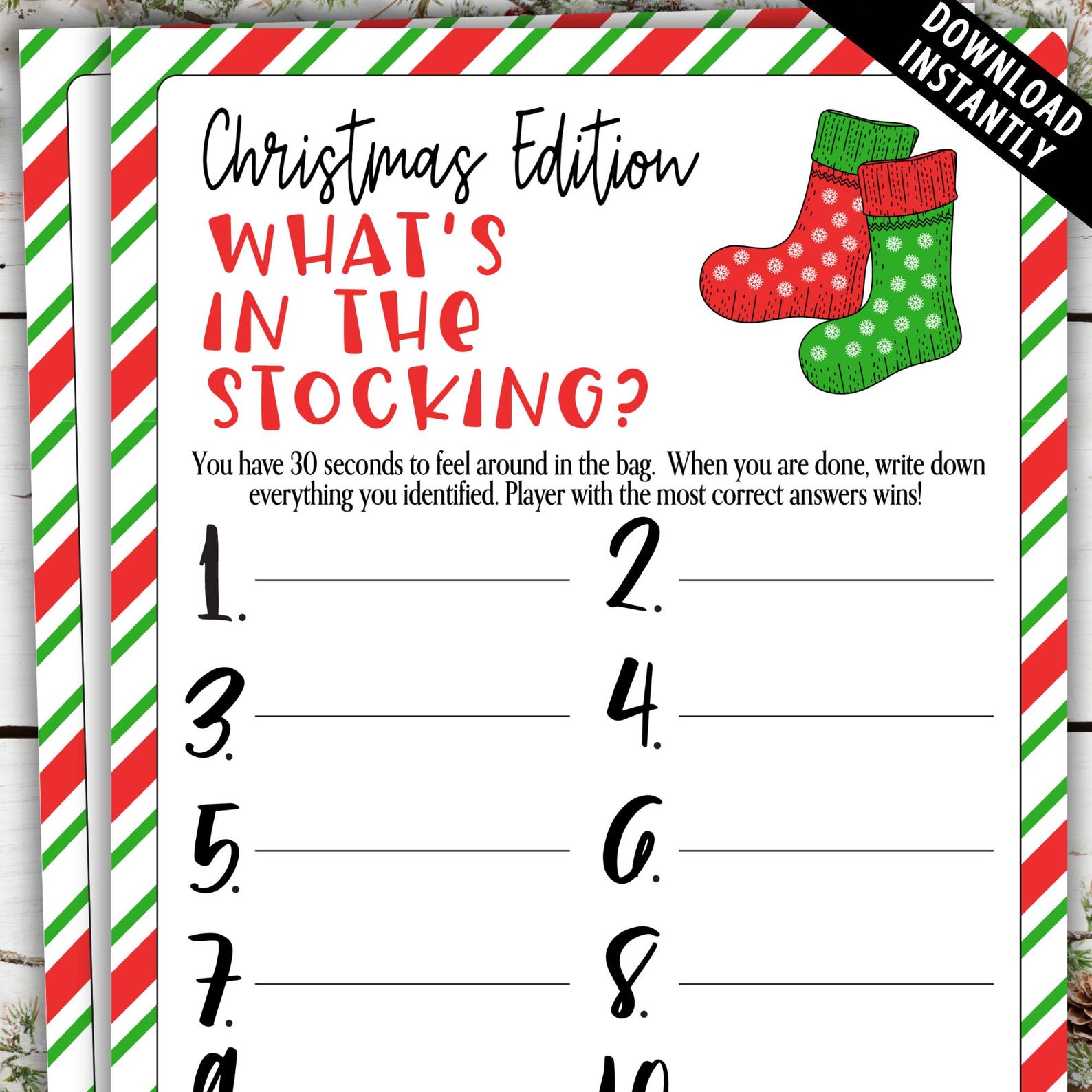 Christmas Whats in the Stocking Game | Christmas Party Instant Download ...