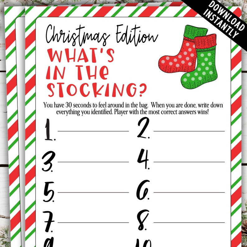 Christmas Whats in the Stocking Game | Christmas Party Instant Download ...