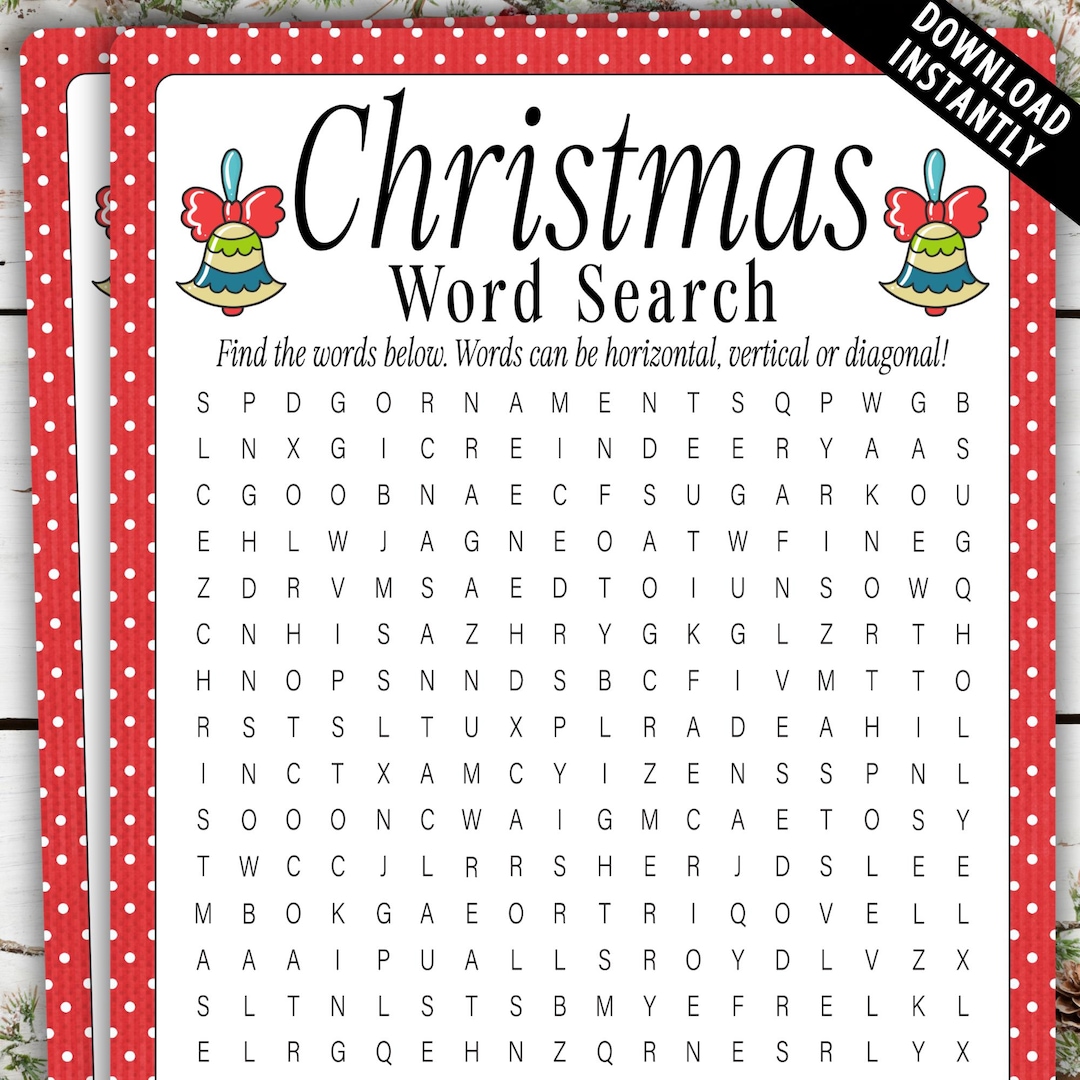 Christmas Word Search Game With Red Border | Holiday Office Party Game ...