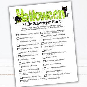 Printable and Editable Halloween Selfie Scavenger Hunt Game | Halloween ...