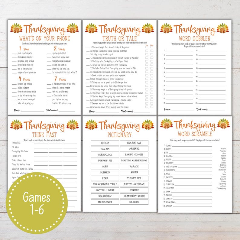 Thanksgiving Game Bundle | Thanksgiving Printable Games | Friendsgiving ...