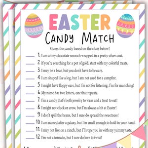 Fun Printable Easter Candy Match Game With Candy Clues | Easter ...