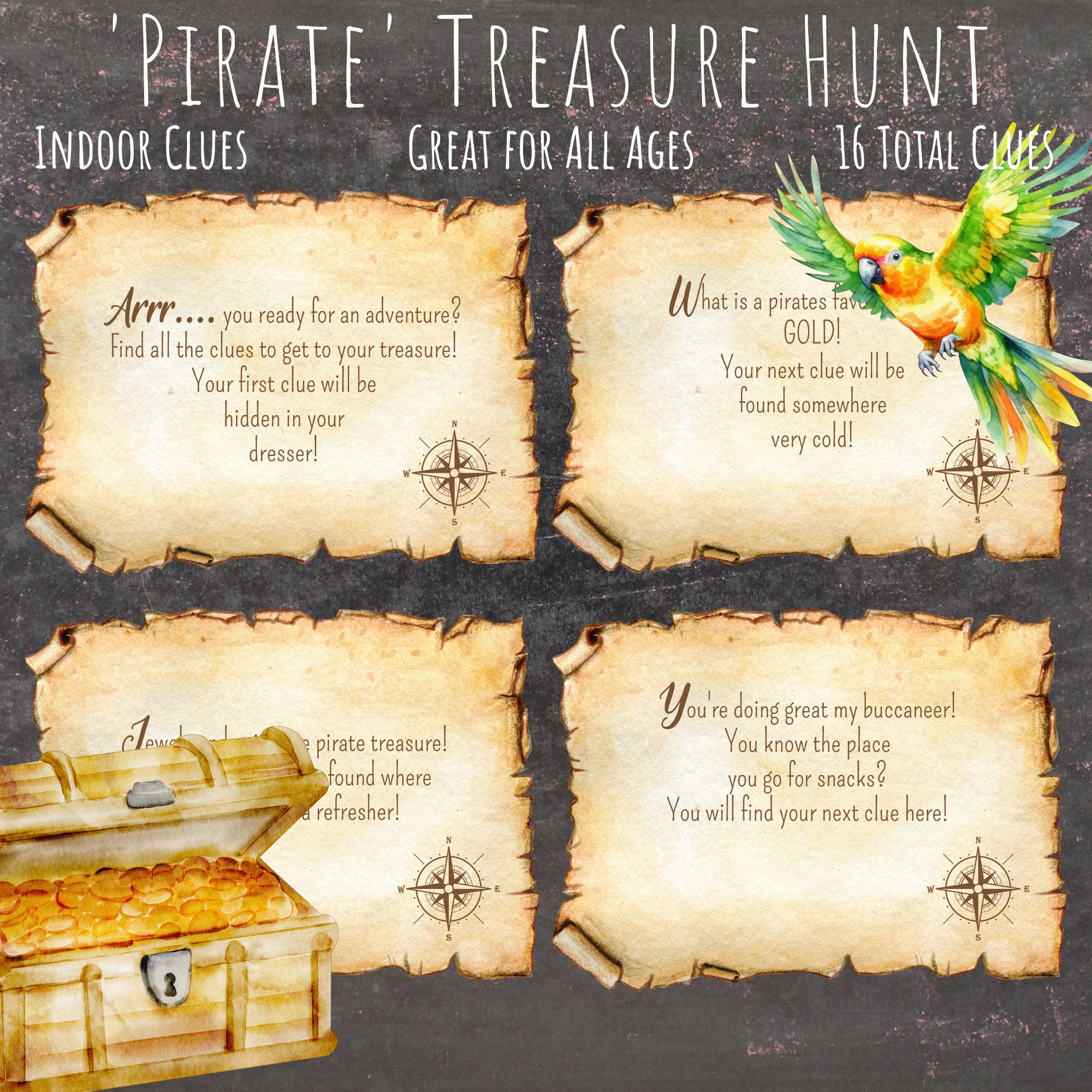 Pirate Indoor Scavenger Hunt Pirate Treasure Hunt Pirate - Etsy