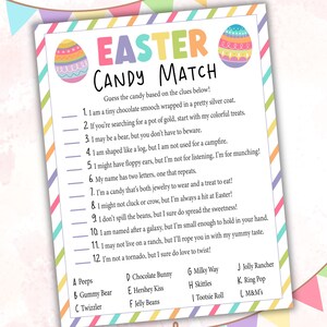 Fun Printable Easter Candy Match Game With Candy Clues | Easter ...