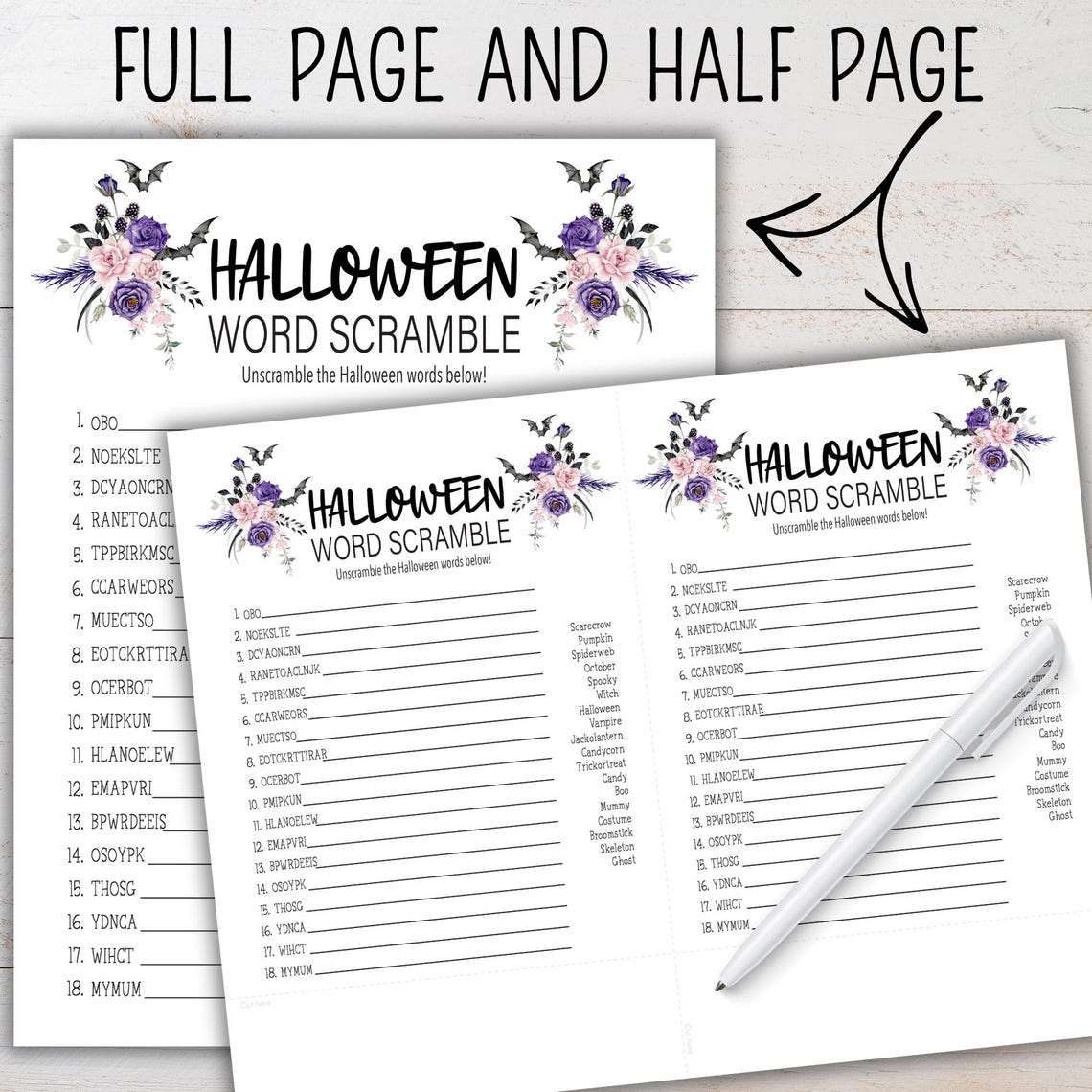Spooky Halloween Word Scramble | Printable Halloween Party Games ...