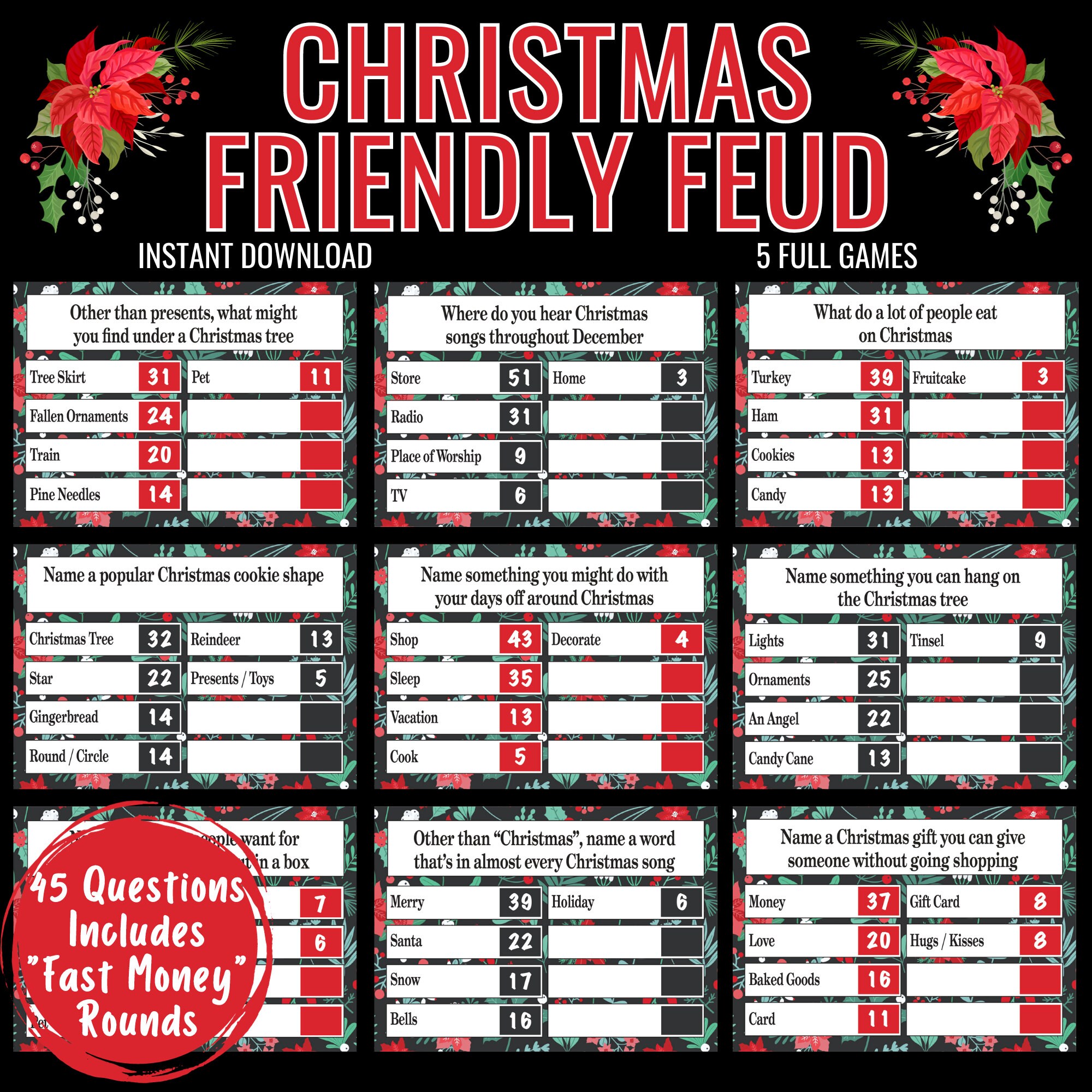 Christmas Friendly Feud Game Office Party Christmas Game Family ...