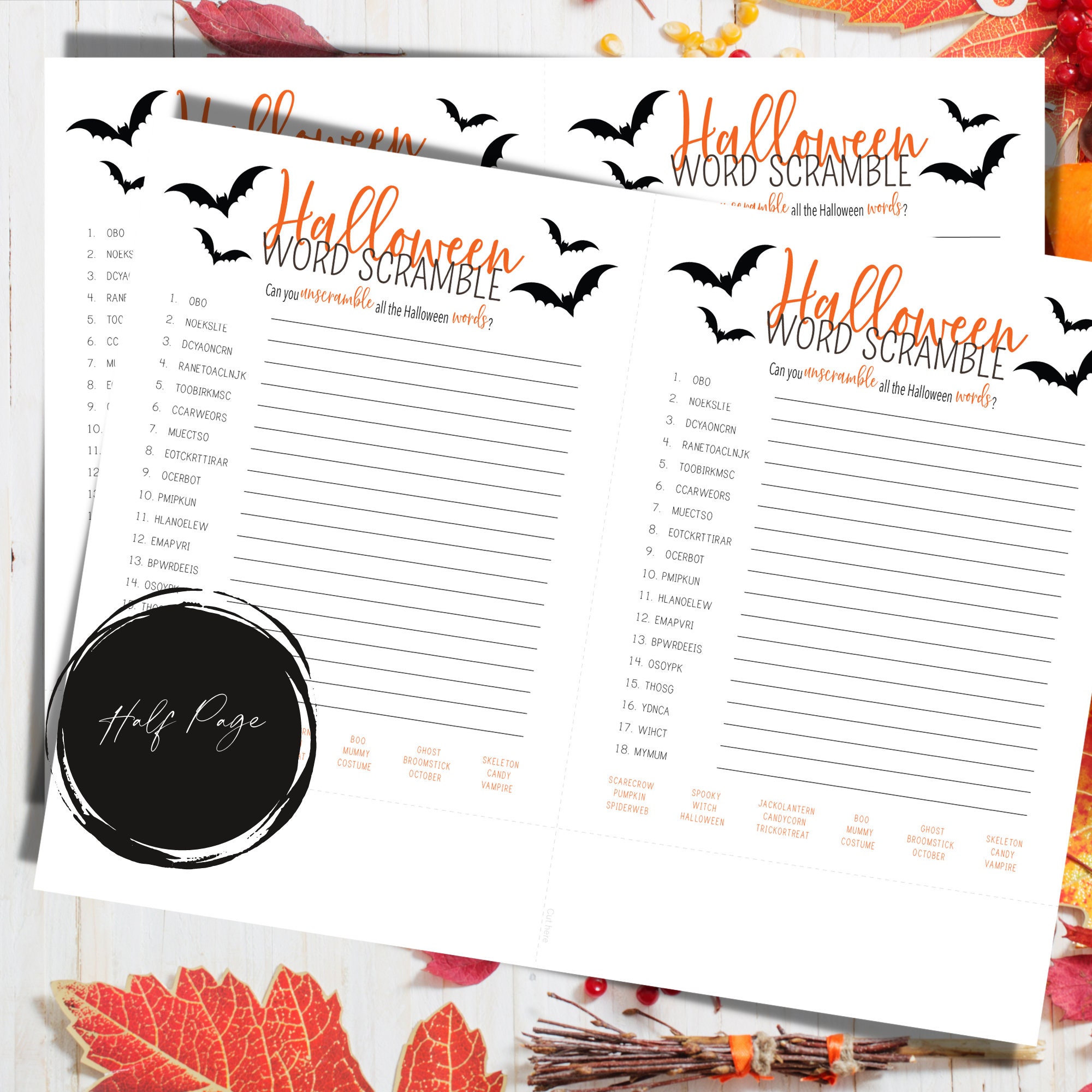 Halloween Printable Word Scramble | Printable Halloween Party Games ...