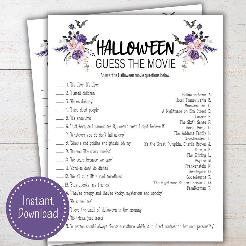 Spooky Halloween Guess the Movie Game | Printable Halloween Game ...