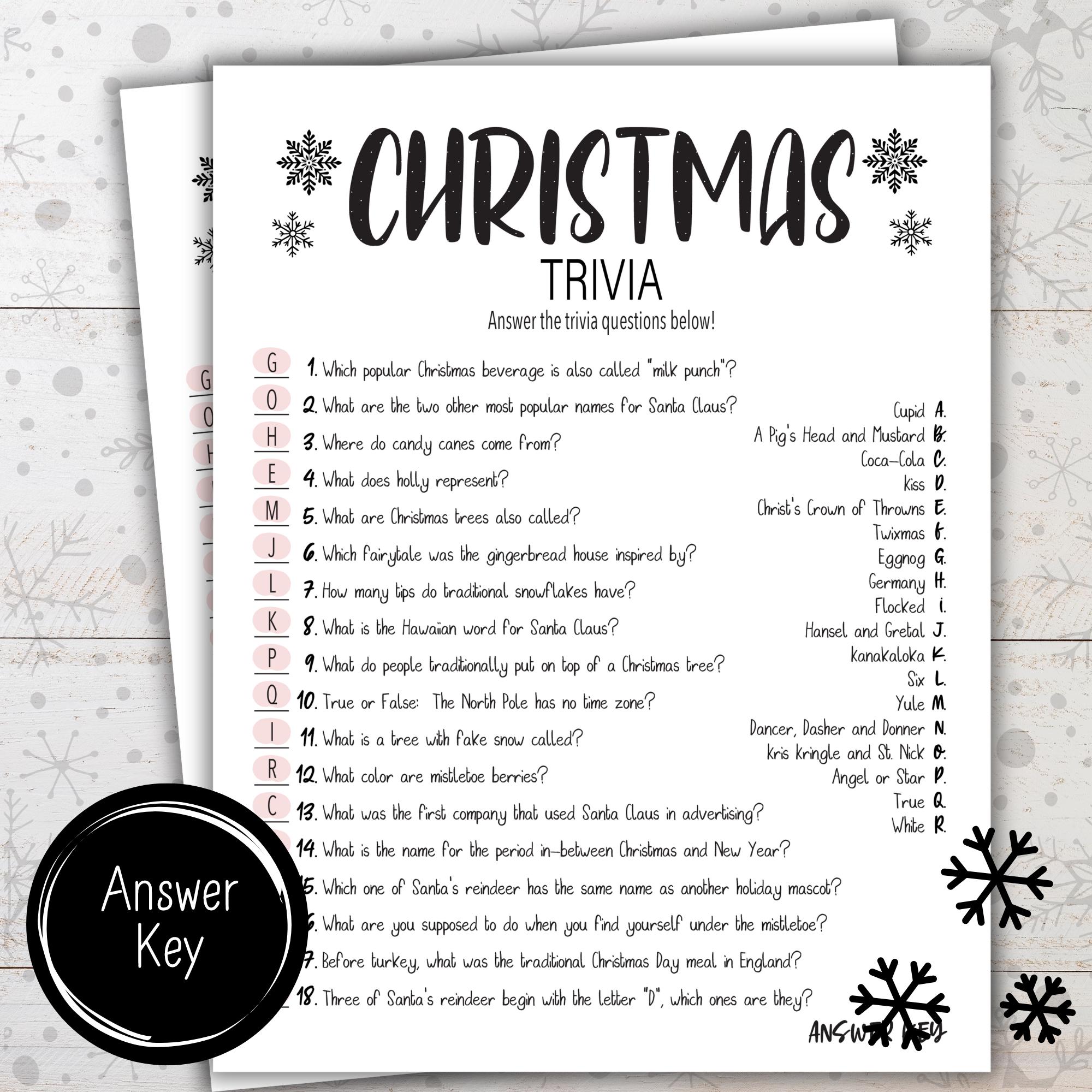 Christmas Printable Trivia Game | Christmas Gathering Game Night ...