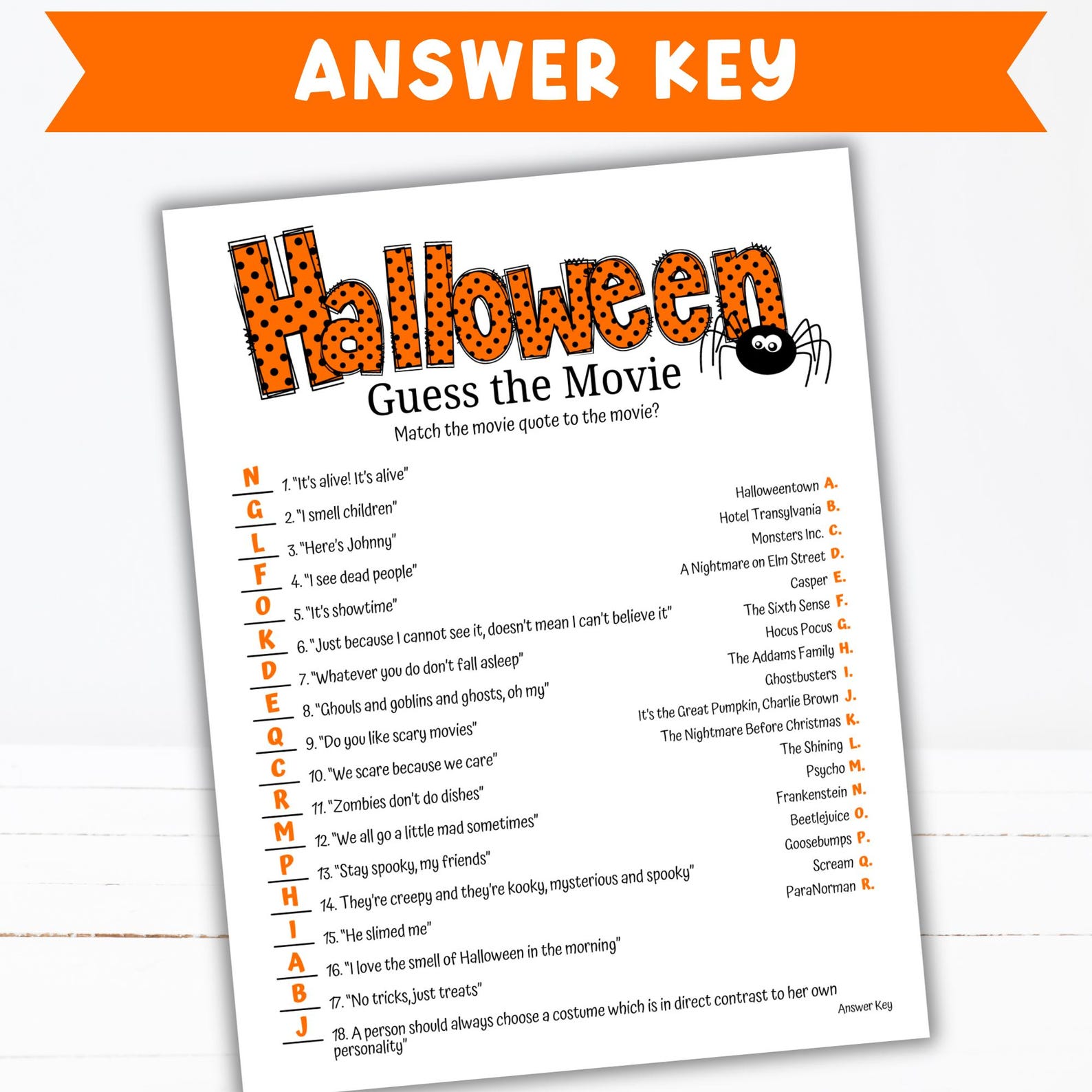 Halloween Guess the Movie Game | Printable and Editable Halloween Party ...