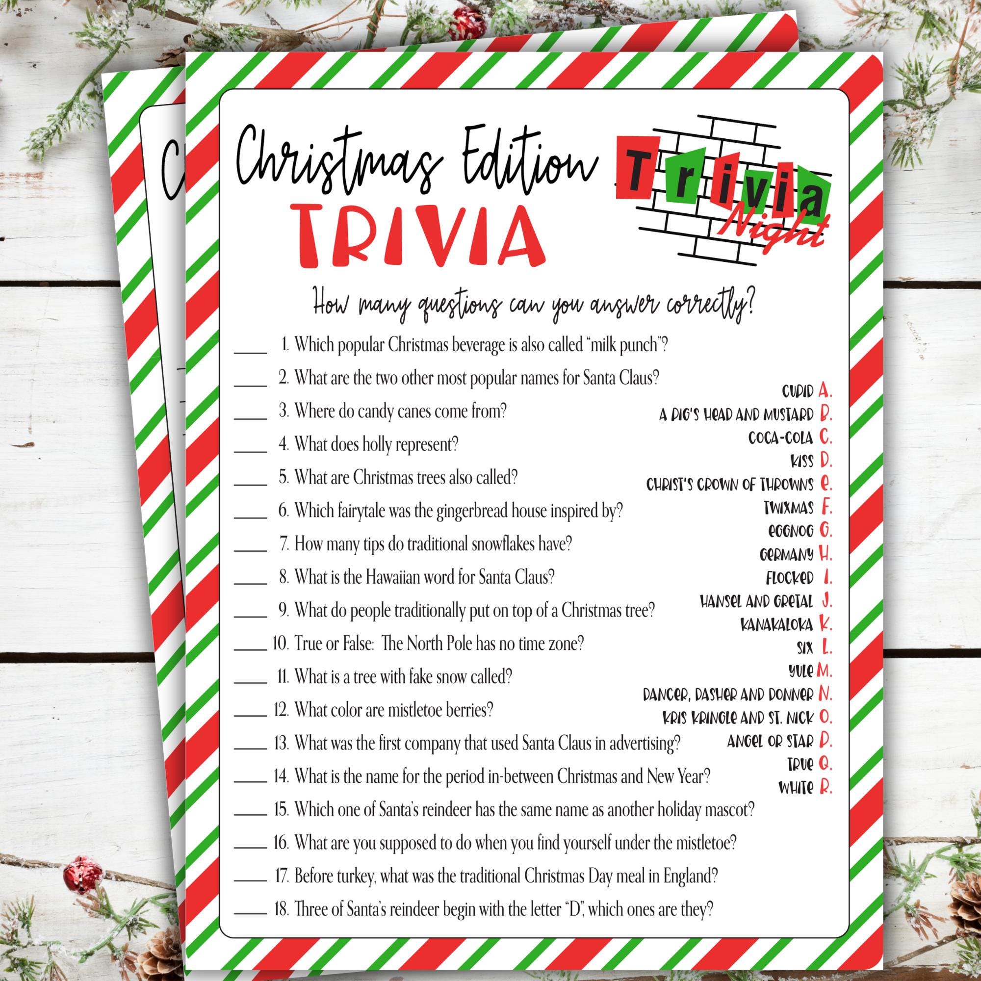 Christmas Edition Trivia Game | Christmas Gathering Game Night ...