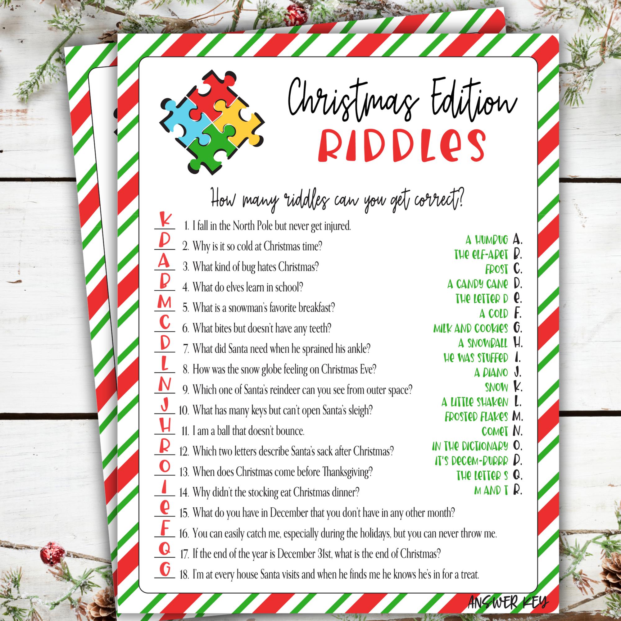 Christmas Edition Riddles Game | Riddle Fest Christmas Party Game ...