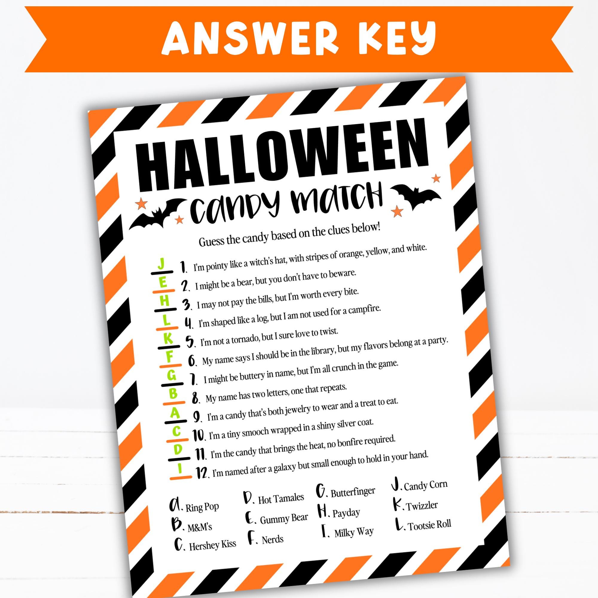 Printable Halloween Candy Match Game | Match the Hints With the Candy ...