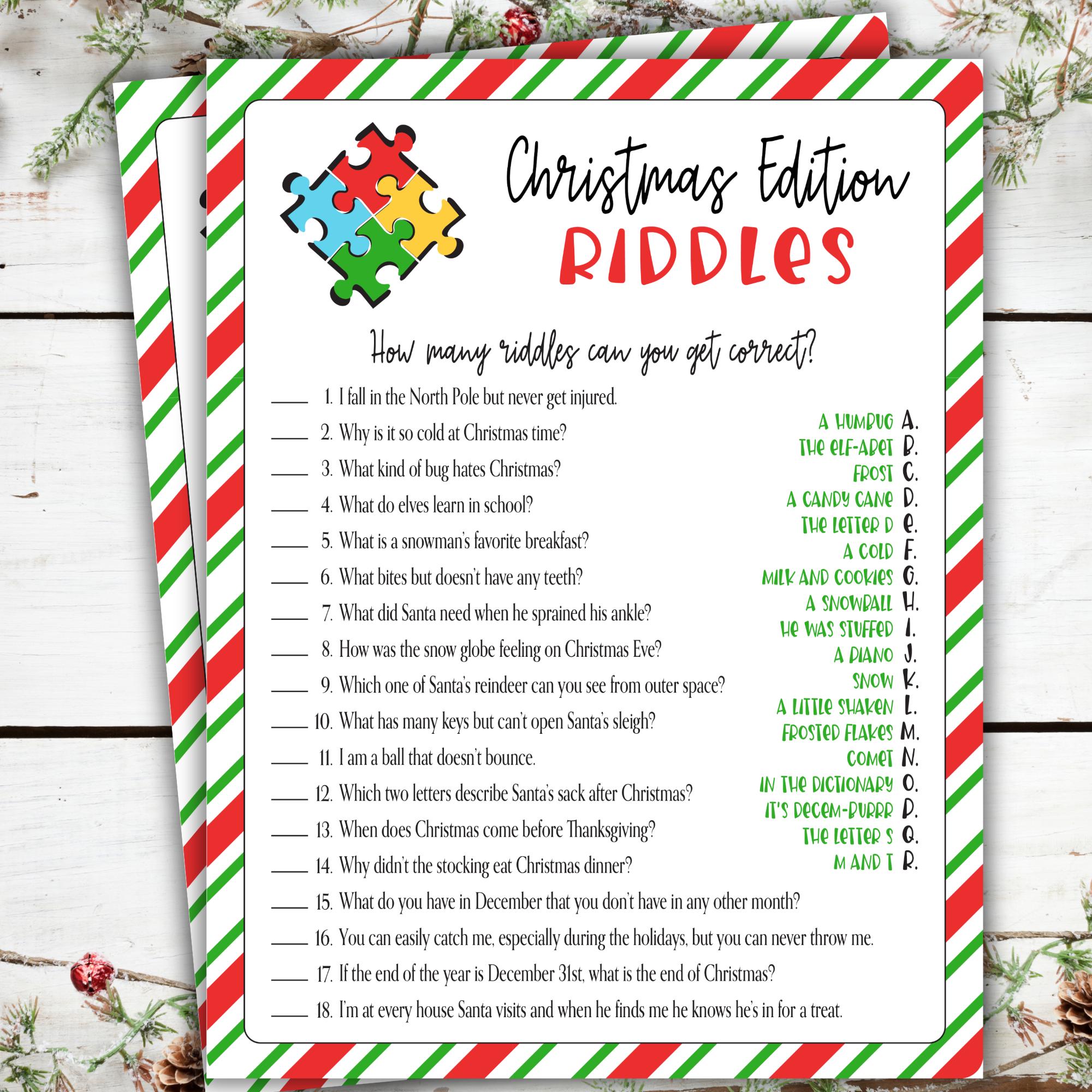 Christmas Edition Riddles Game | Riddle Fest Christmas Party Game ...