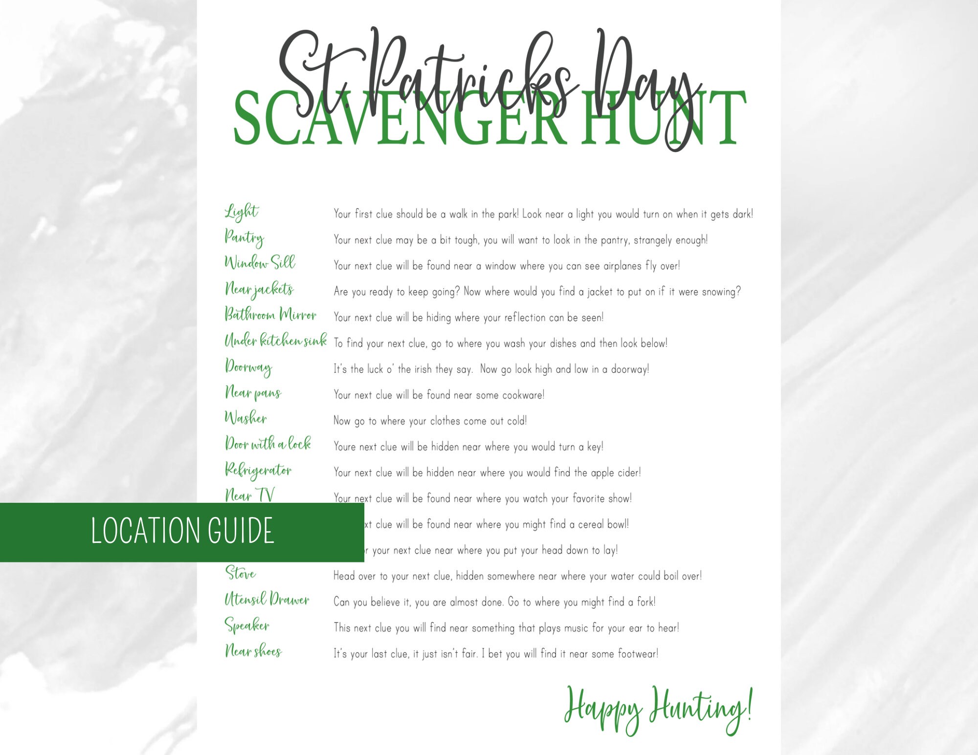 St Patricks Day Scavenger Hunt for Kids Fun Indoor Treasure Hunt ...