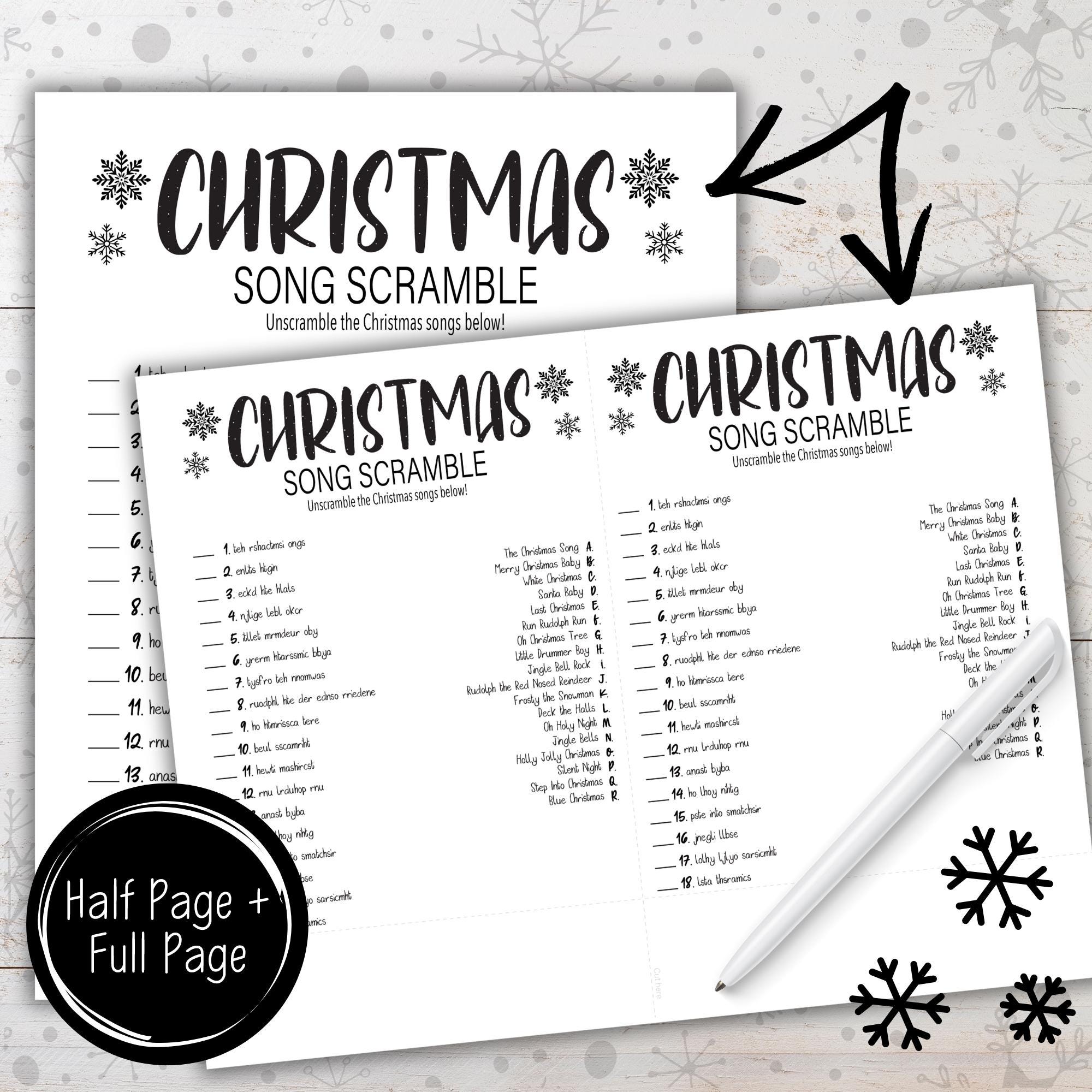 Christmas Song Scramble Game | Christmas Gathering Game Night ...