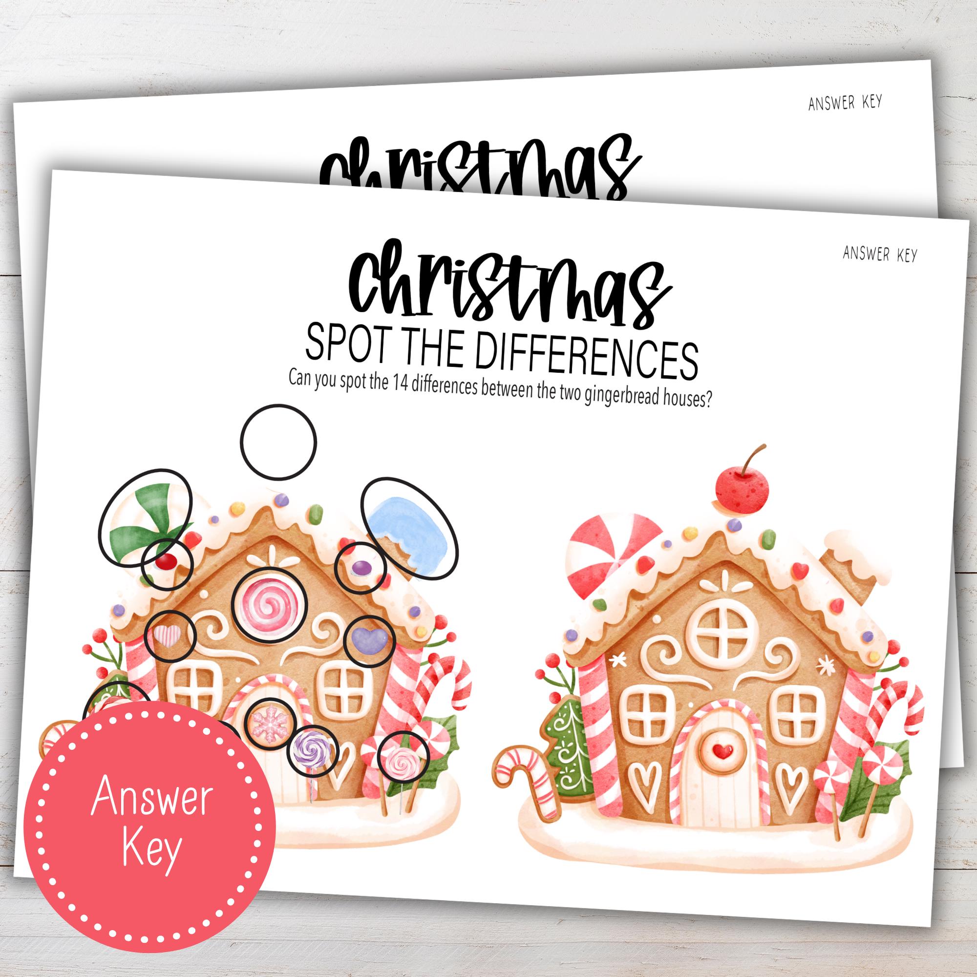 Christmas Spot the Differences | Christmas Printable Game | Holiday ...