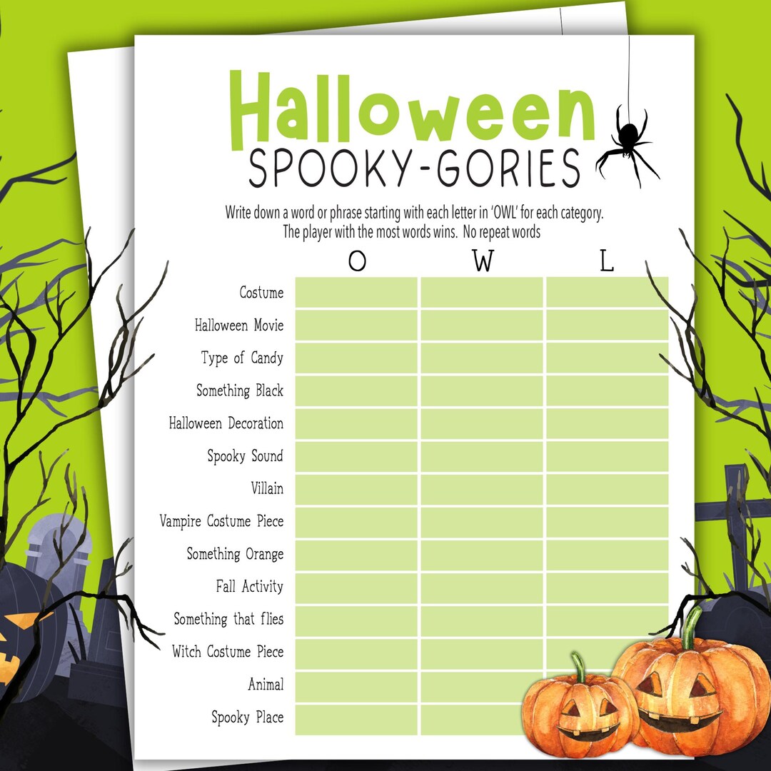 Halloween Category Game | Digital Halloween Classroom Party Game ...